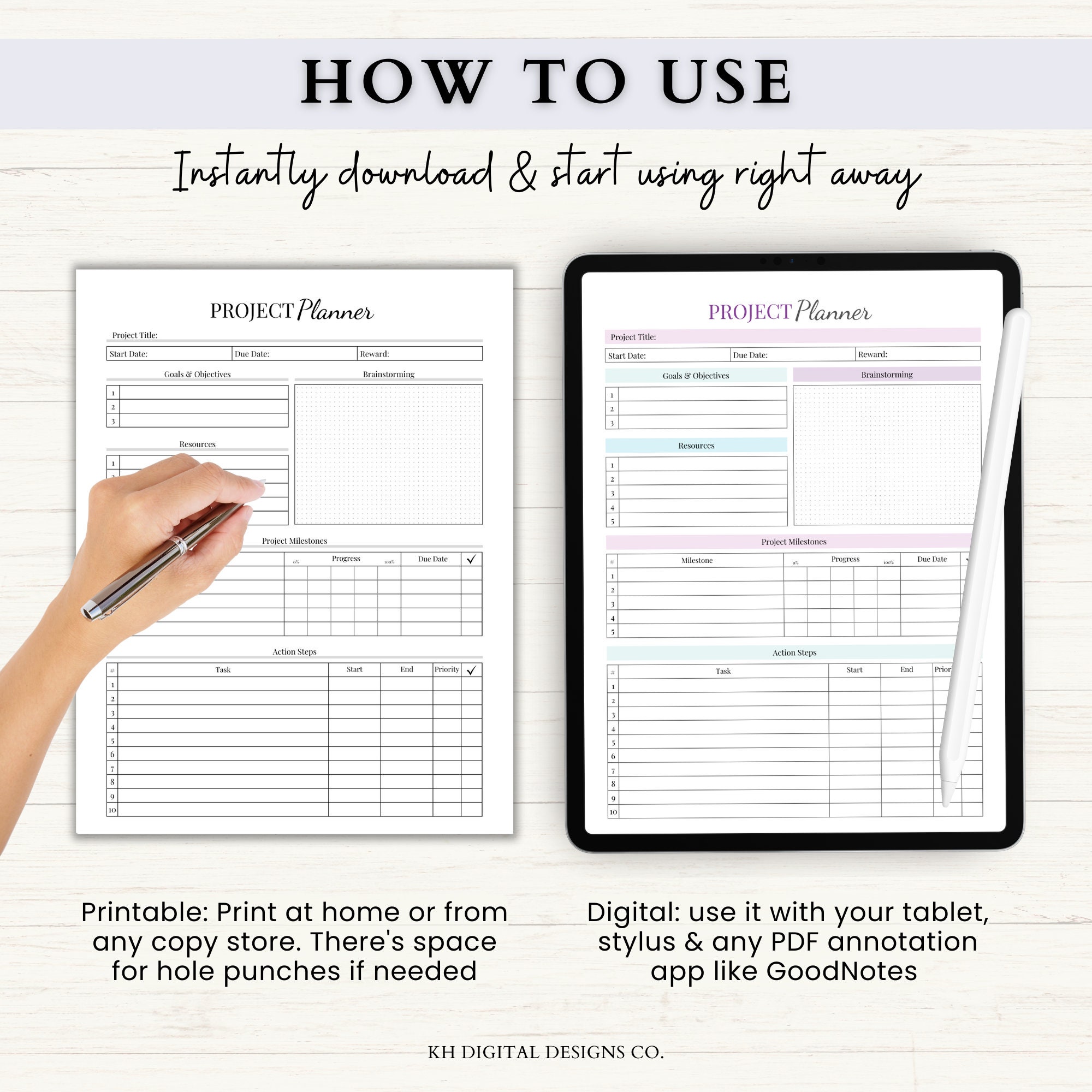 Project Planner Printable | Project Timeline Tracker | Productivity ...