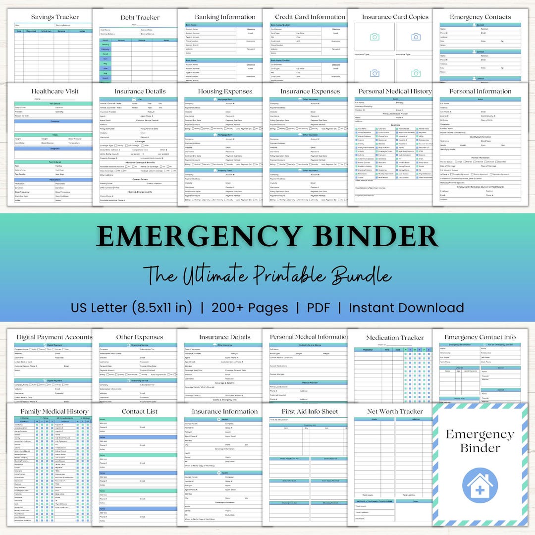 Emergency Binder Printable | End of Life Planner | Household Family ...
