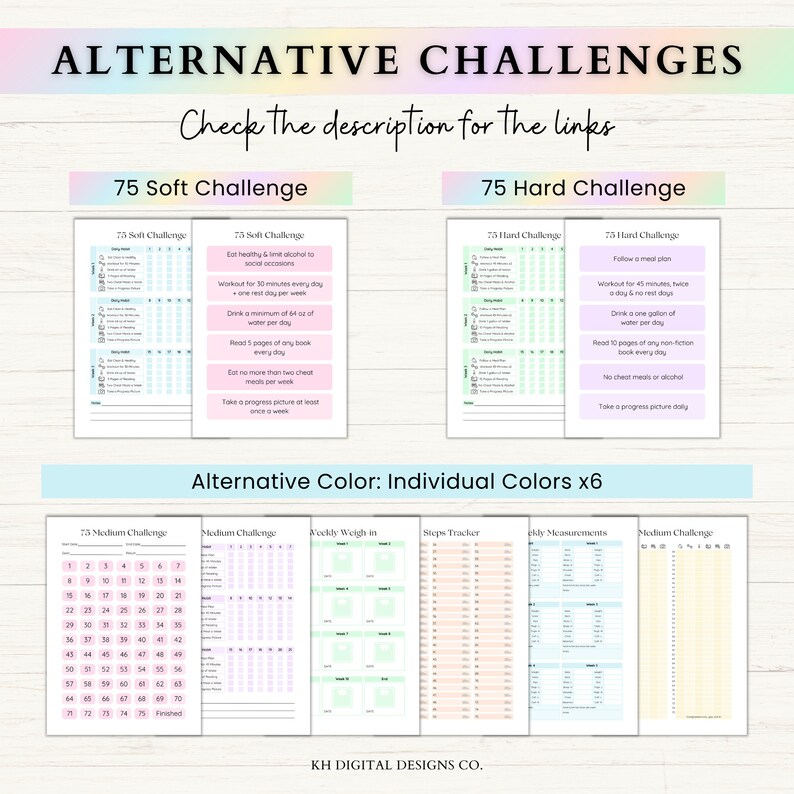 75 Medium Challenge Printable A5 75 Medium Challenge Bundle A5 Workout ...