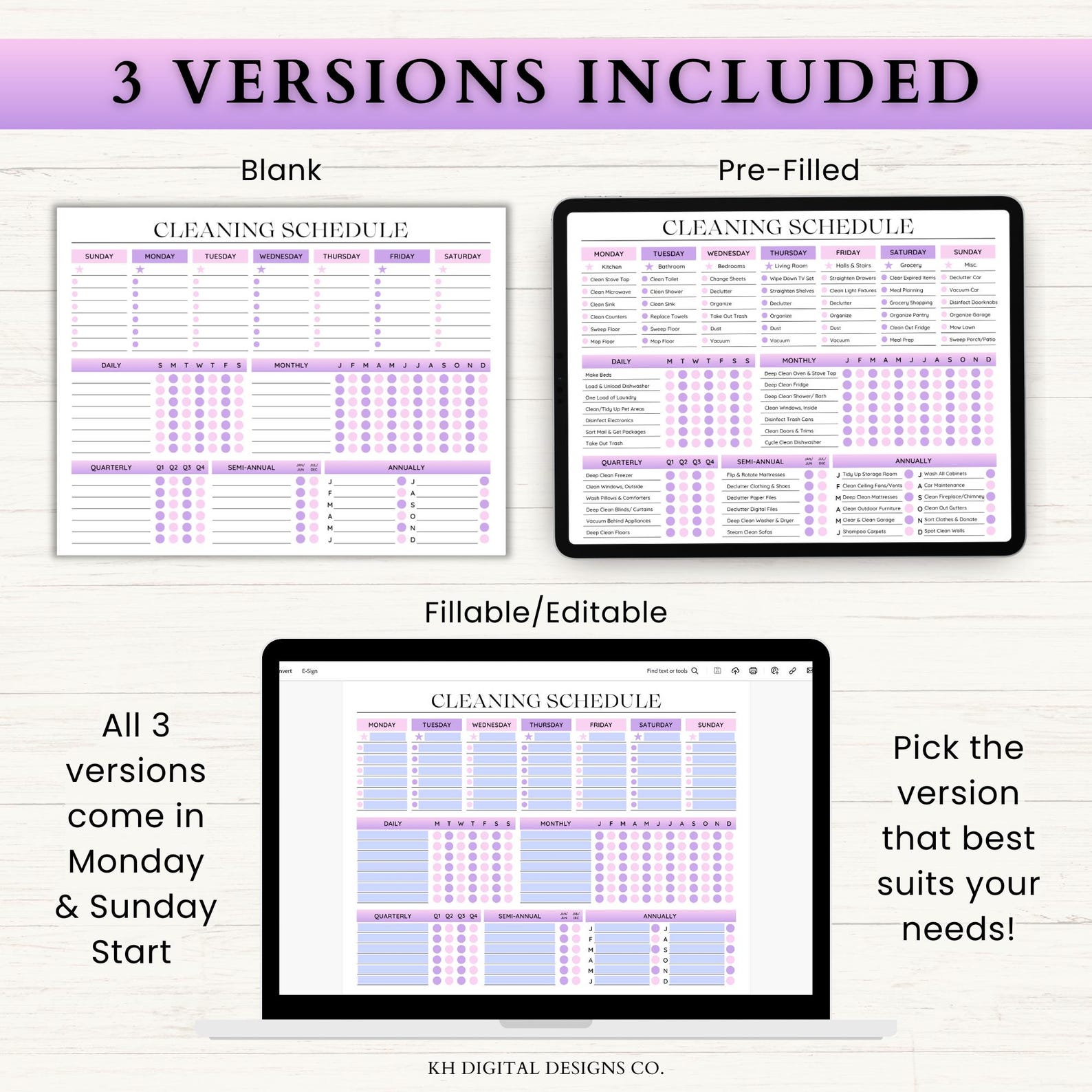 Editable Cleaning Schedule | Adult Chore Chart | Cleaning Planner ...