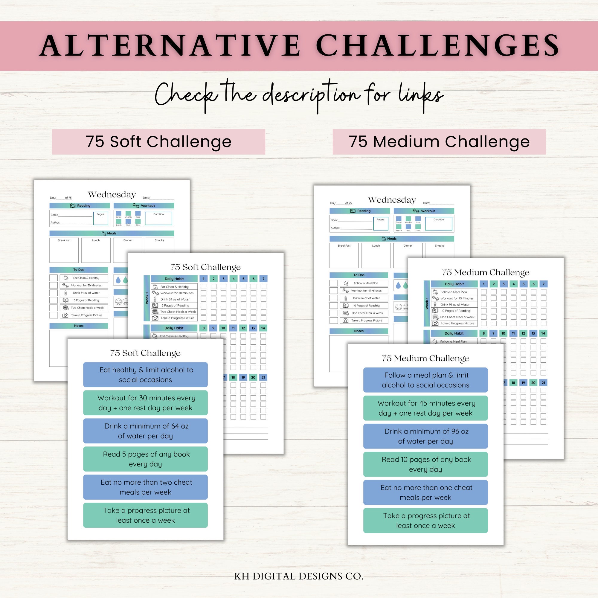 75 Hard Challenge Printable Workout Plan 75 Hard Tracker 75 Day ...