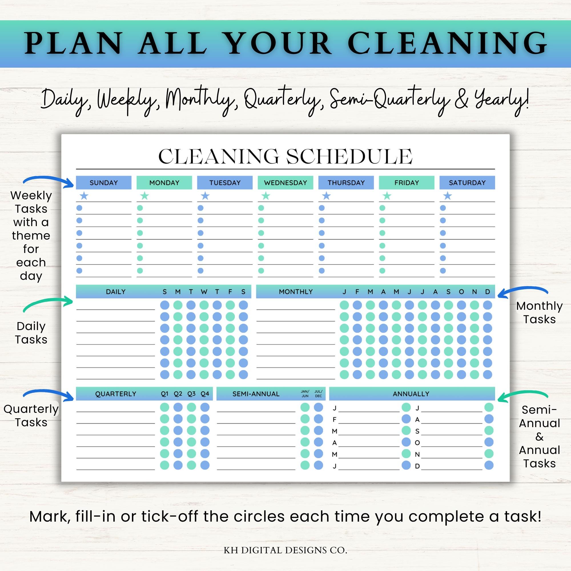 Editable Cleaning Schedule | Adult Chore Chart | Cleaning Planner ...