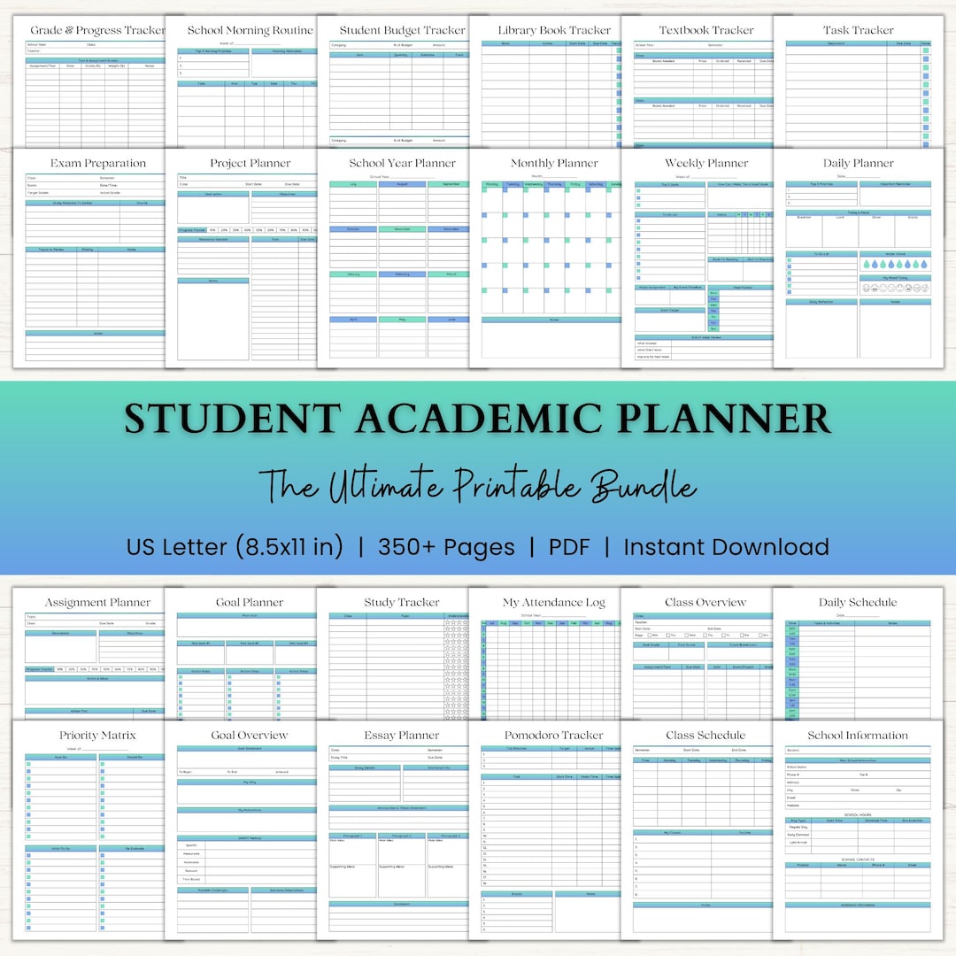 Student Academic Planner Printable | All-in-one School Planner System ...