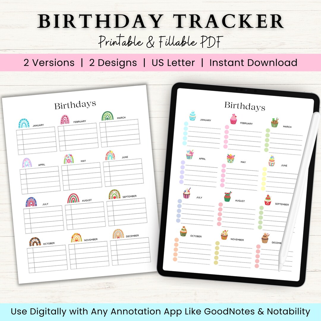 Editable Birthday Tracker Template | Birthday Planner Printable ...
