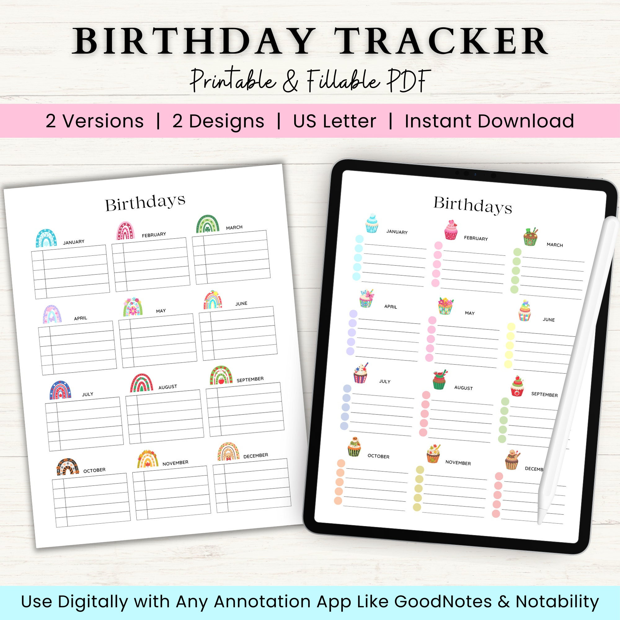 Editable Birthday Tracker Template | Birthday Planner Printable ...