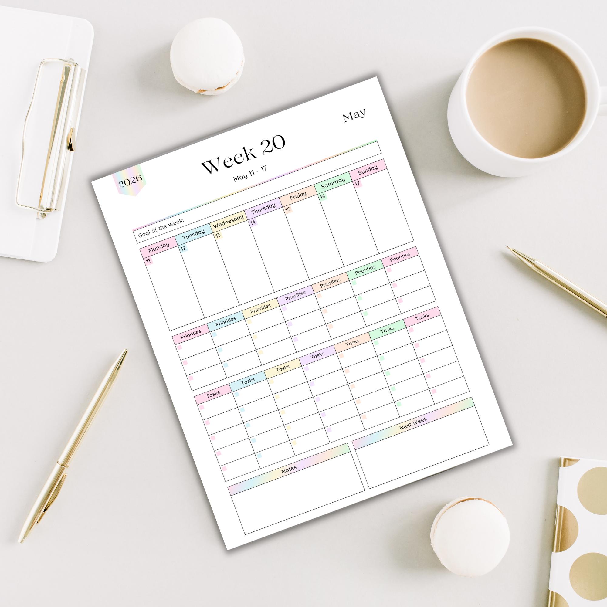 2025-2026 Academic Planner | Weekly Dated Planner | Academic Calendar ...