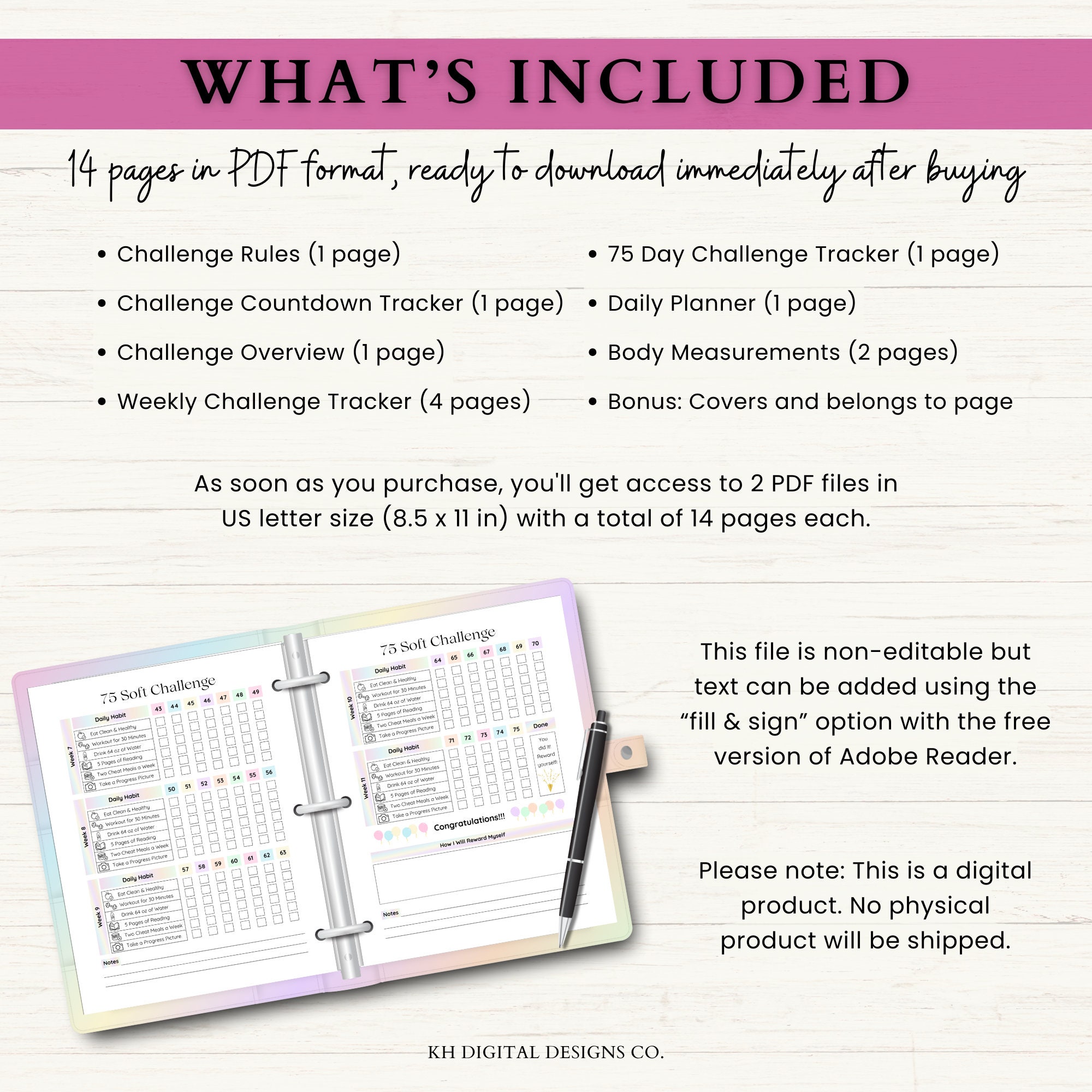 75 Soft Challenge Printable Workout Plan 75 Soft Tracker 75 Day ...