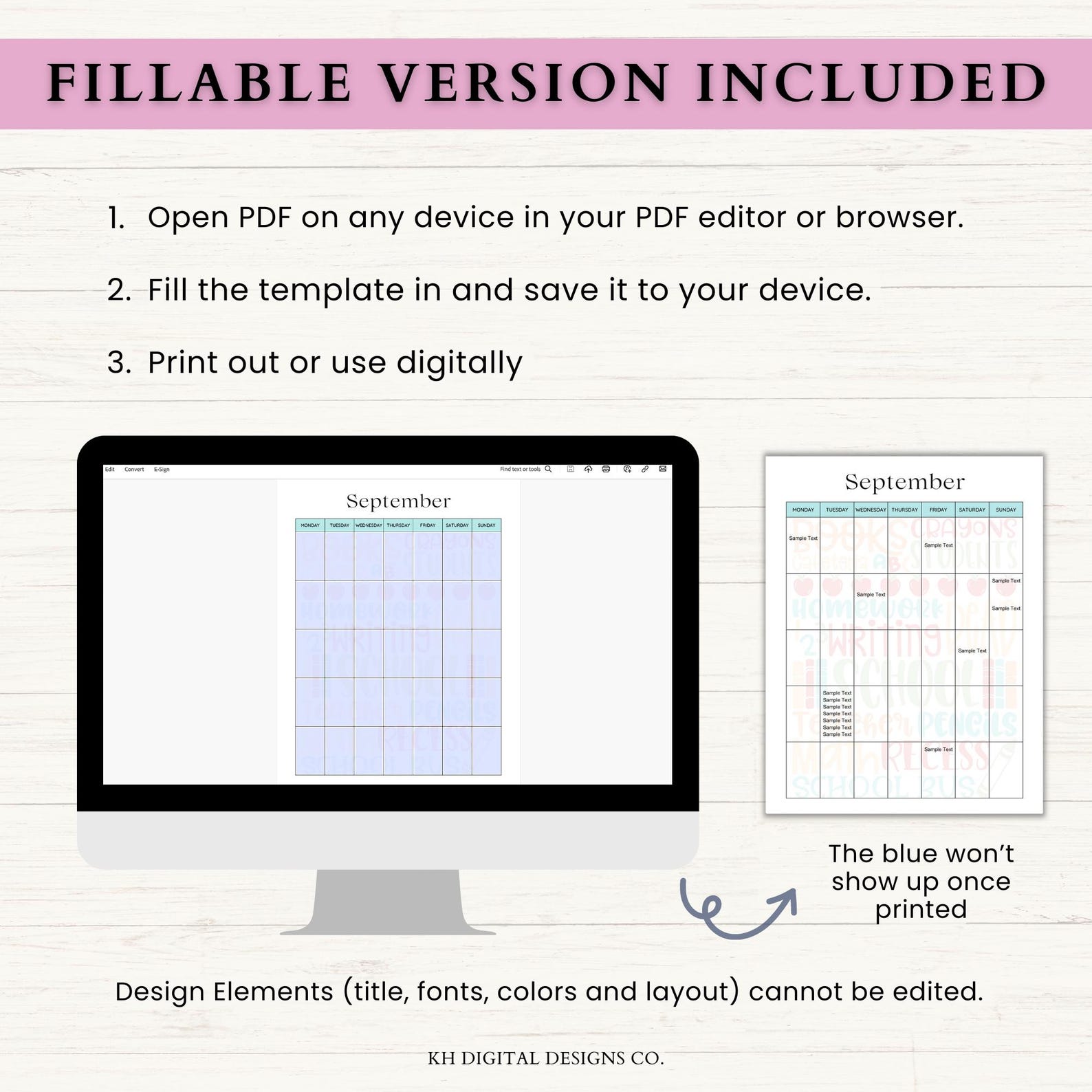 Editable Undated Monthly Calendar | Seasonal Holiday Themed Perpetual ...