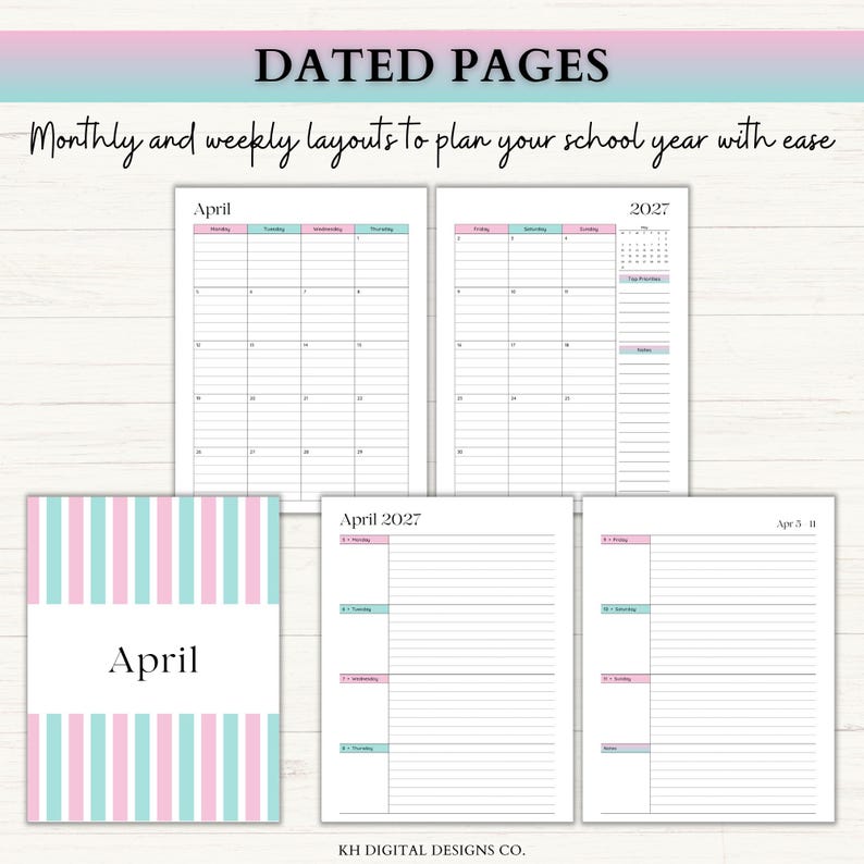 2026-2027 Academic Planner Printable | Dated 2-page Weekly & Monthly ...