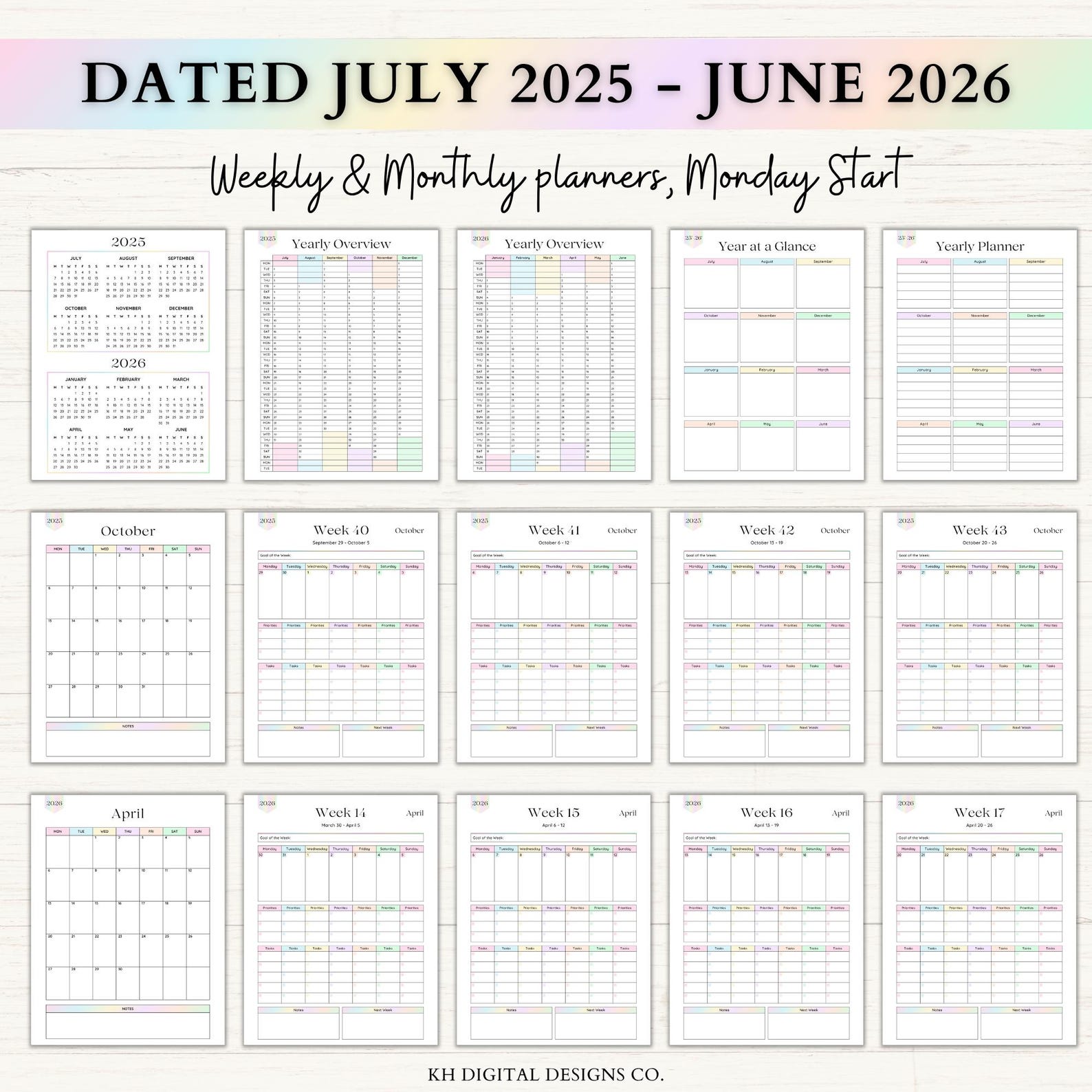 2025-2026 Academic Planner | Weekly Dated Planner | Academic Calendar ...