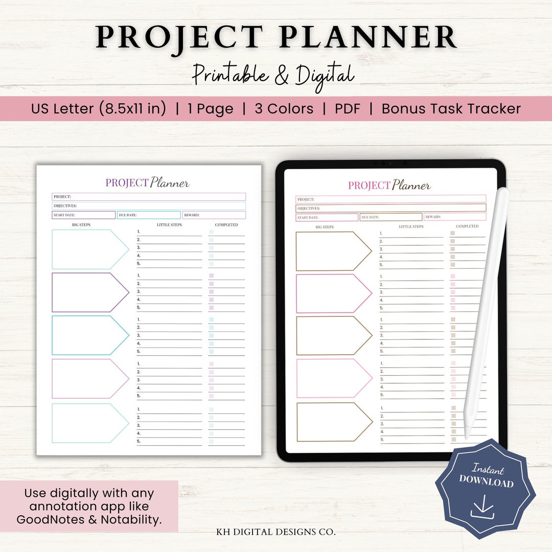 Project Planner Printable | Project Timeline Tracker | Productivity ...