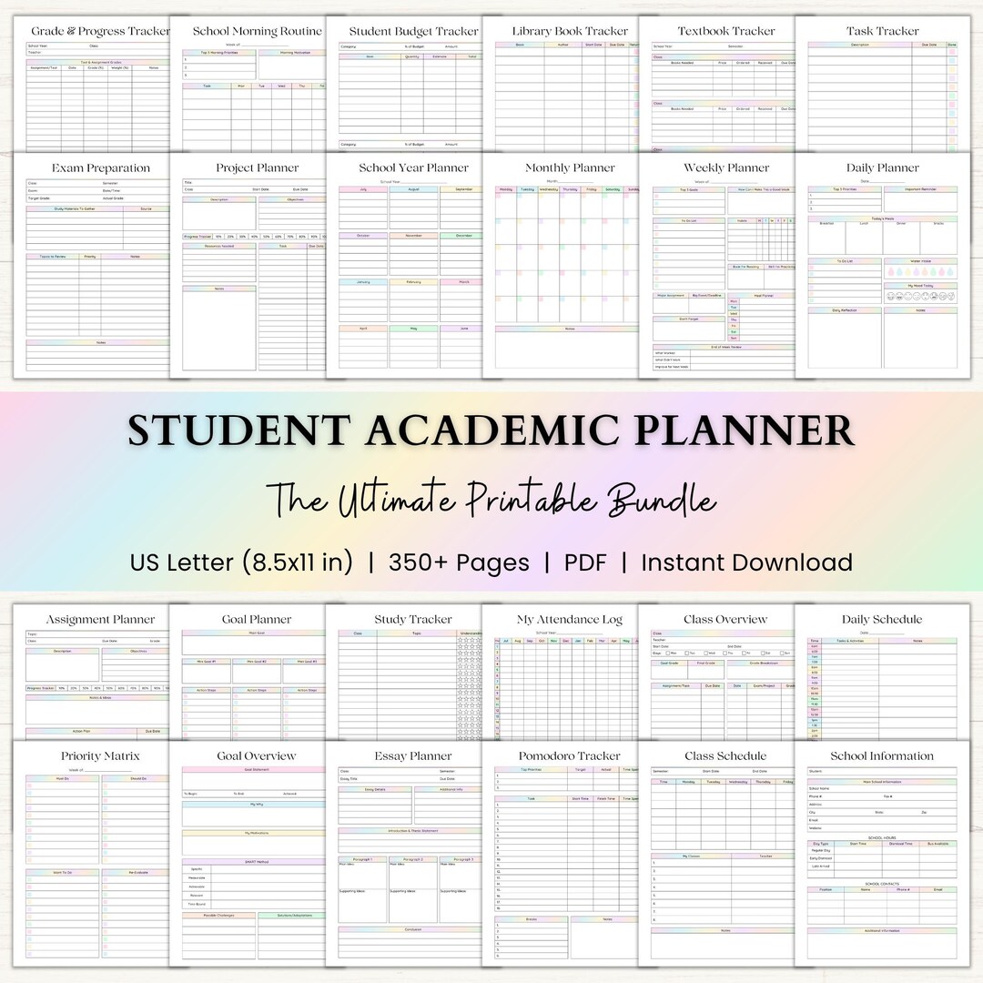 Student Academic Planner Printable | All-in-one Student Planner System ...
