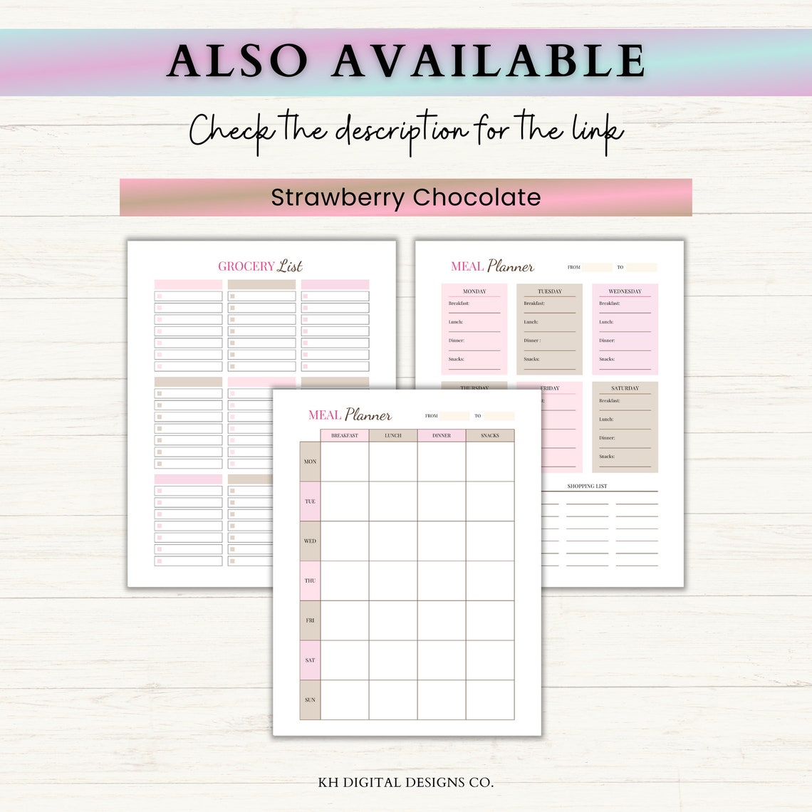 Weekly Meal Planner Printable Bundle With Grocery List, Recipe Template ...
