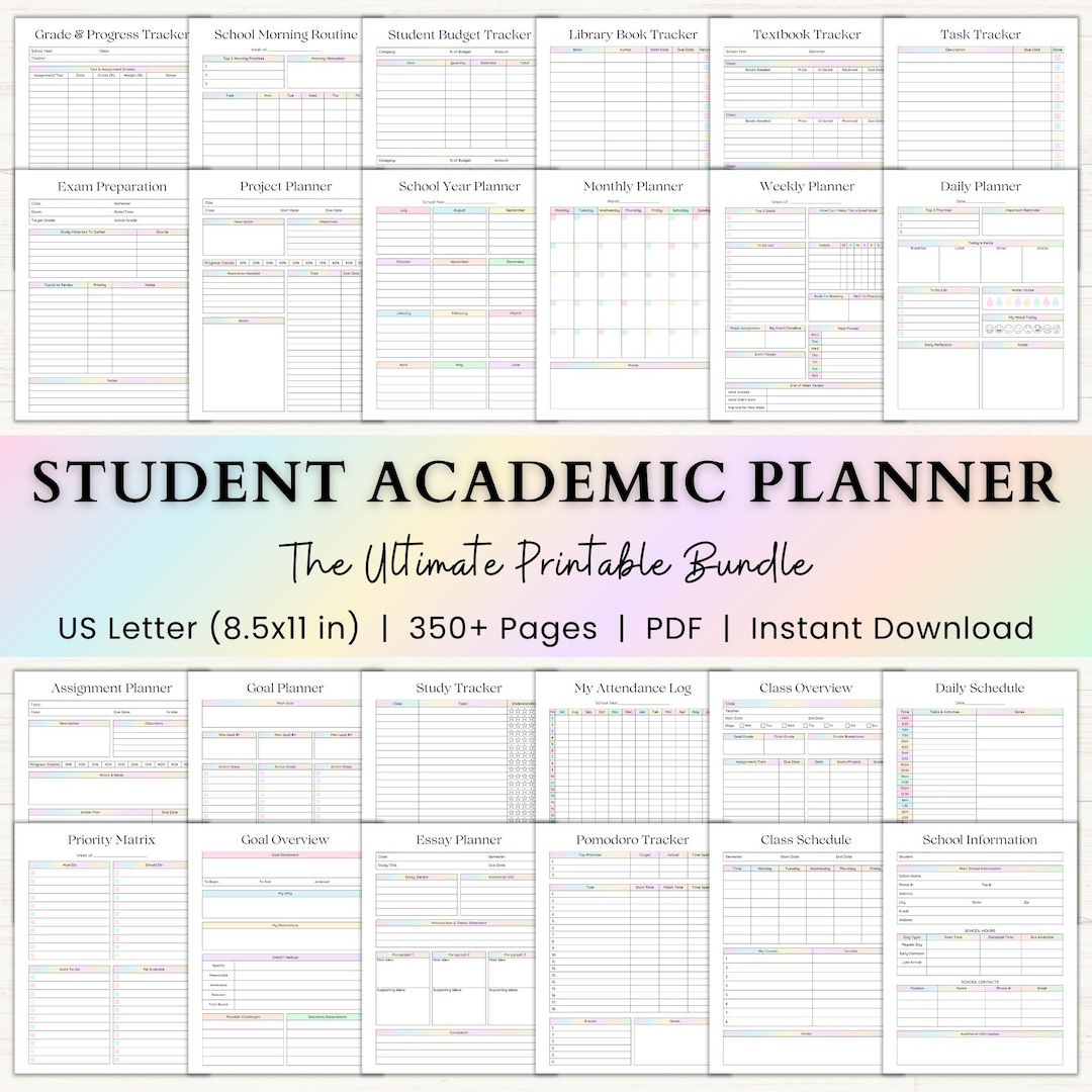 Student Academic Planner Printable | Adhd Back to School Planner | Home ...