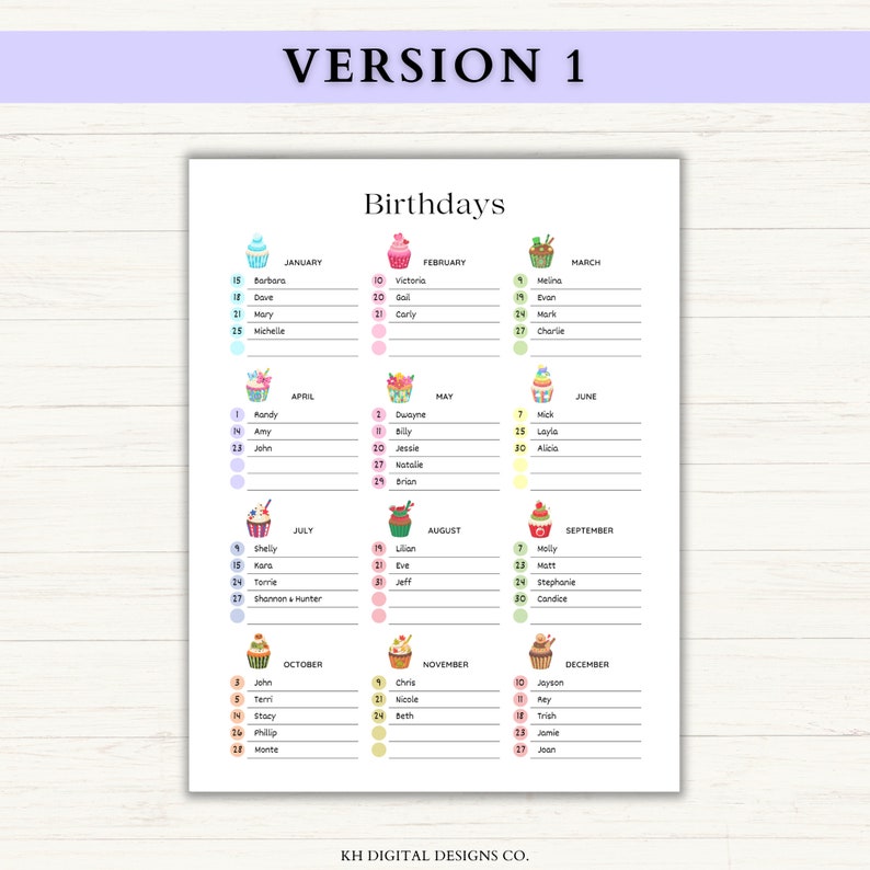 Editable Birthday Tracker Template | Birthday Planner Printable ...