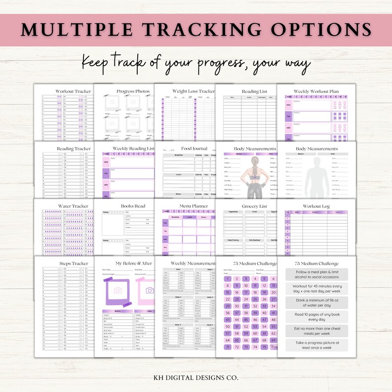 75 Medium Challenge Printable Workout Plan 75 Medium Tracker 75 Day ...