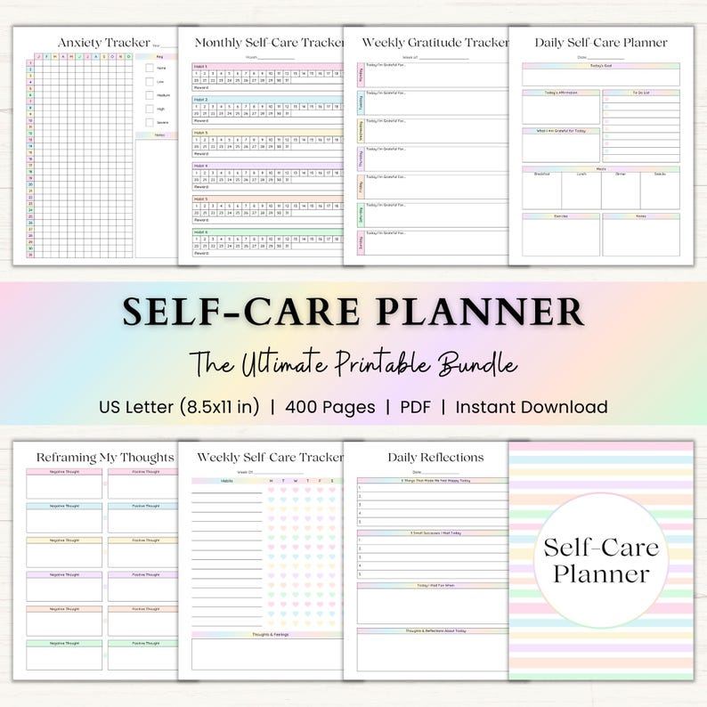 Self Care Planner Printable | Gratitude Journal | Mood Tracker | Mental ...