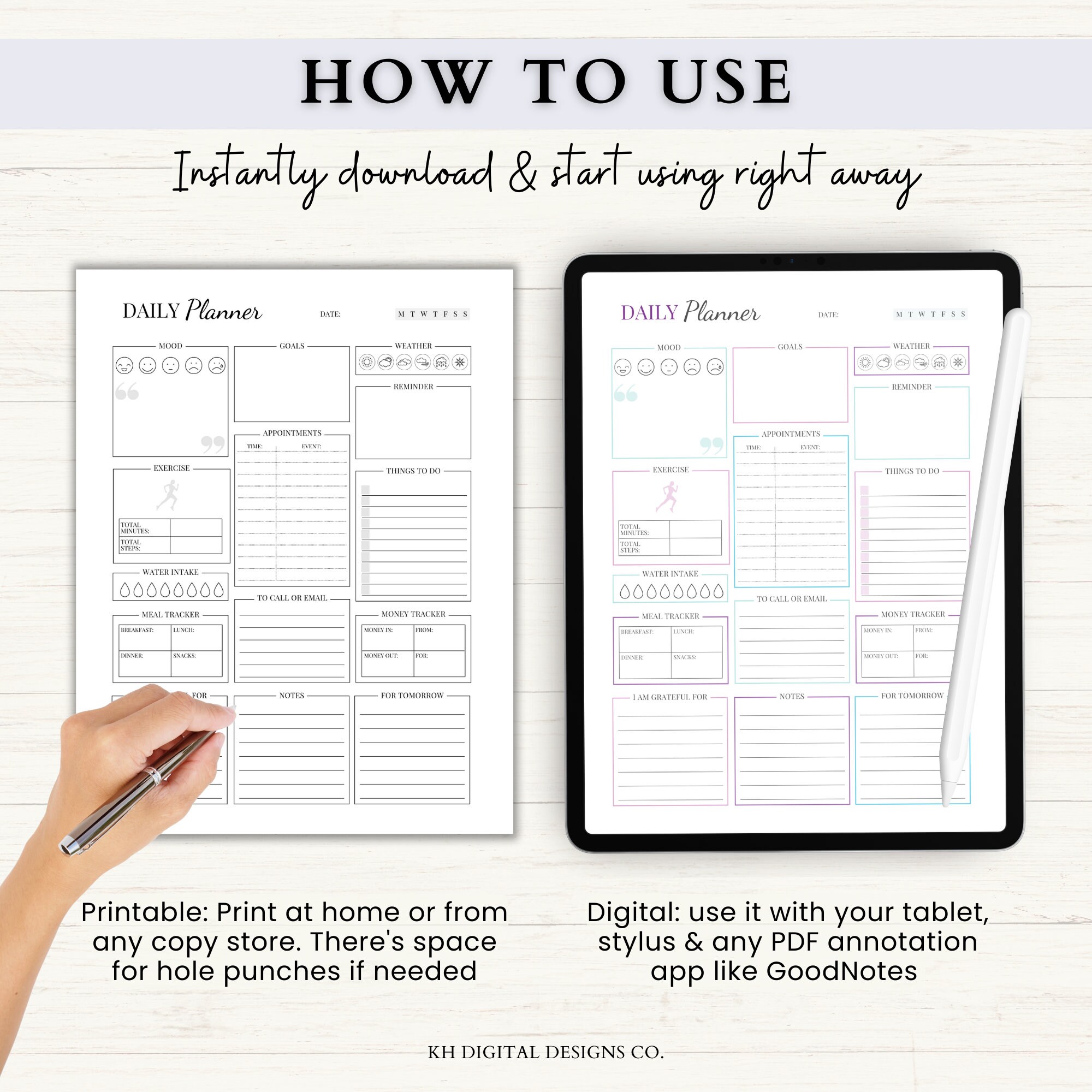 Daily Planner Printable Daily Overview Adhd Daily Planner Productivity ...