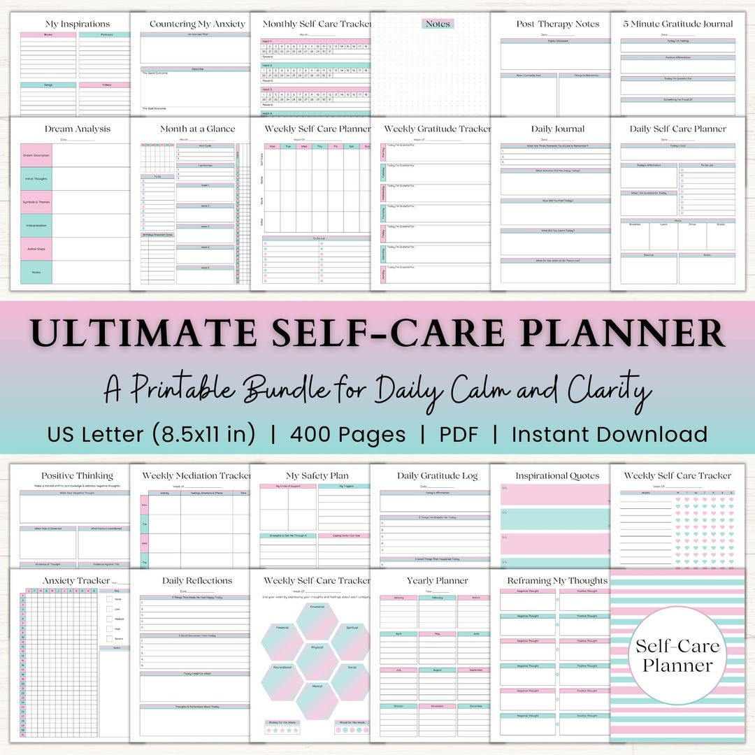 Self Care Planner Printable | Anxiety & Mood Tracker | Self Love ...