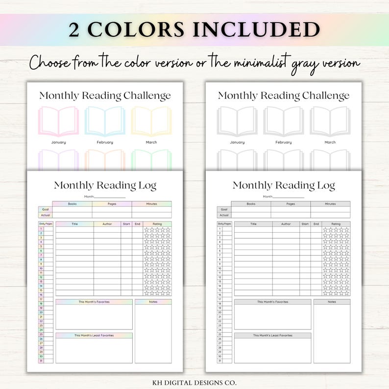 Reading Journal Printable | Book Reading Tracker | Book Shelf | Monthly ...