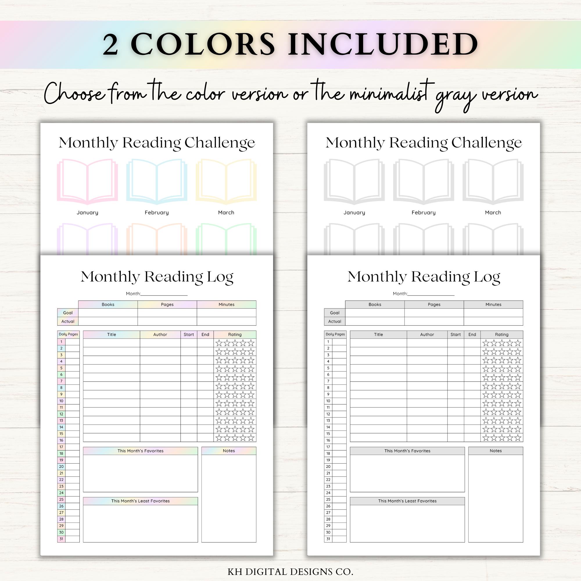 Reading Journal Printable | Book Reading Tracker | Book Shelf | Monthly ...