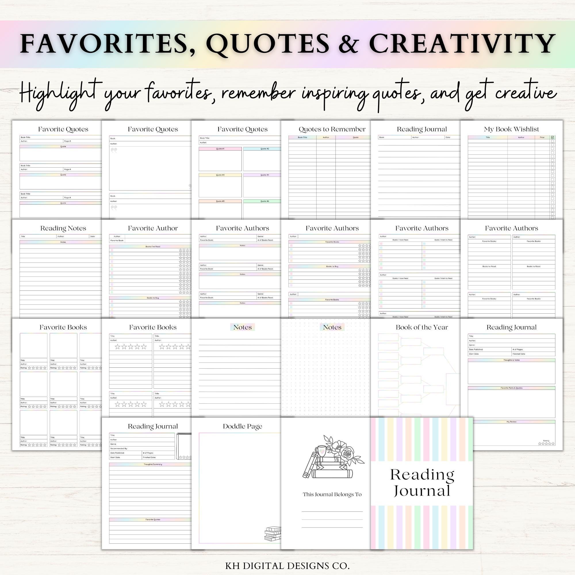 Reading Journal Printable | Book Reading Tracker | Book Shelf | Monthly ...