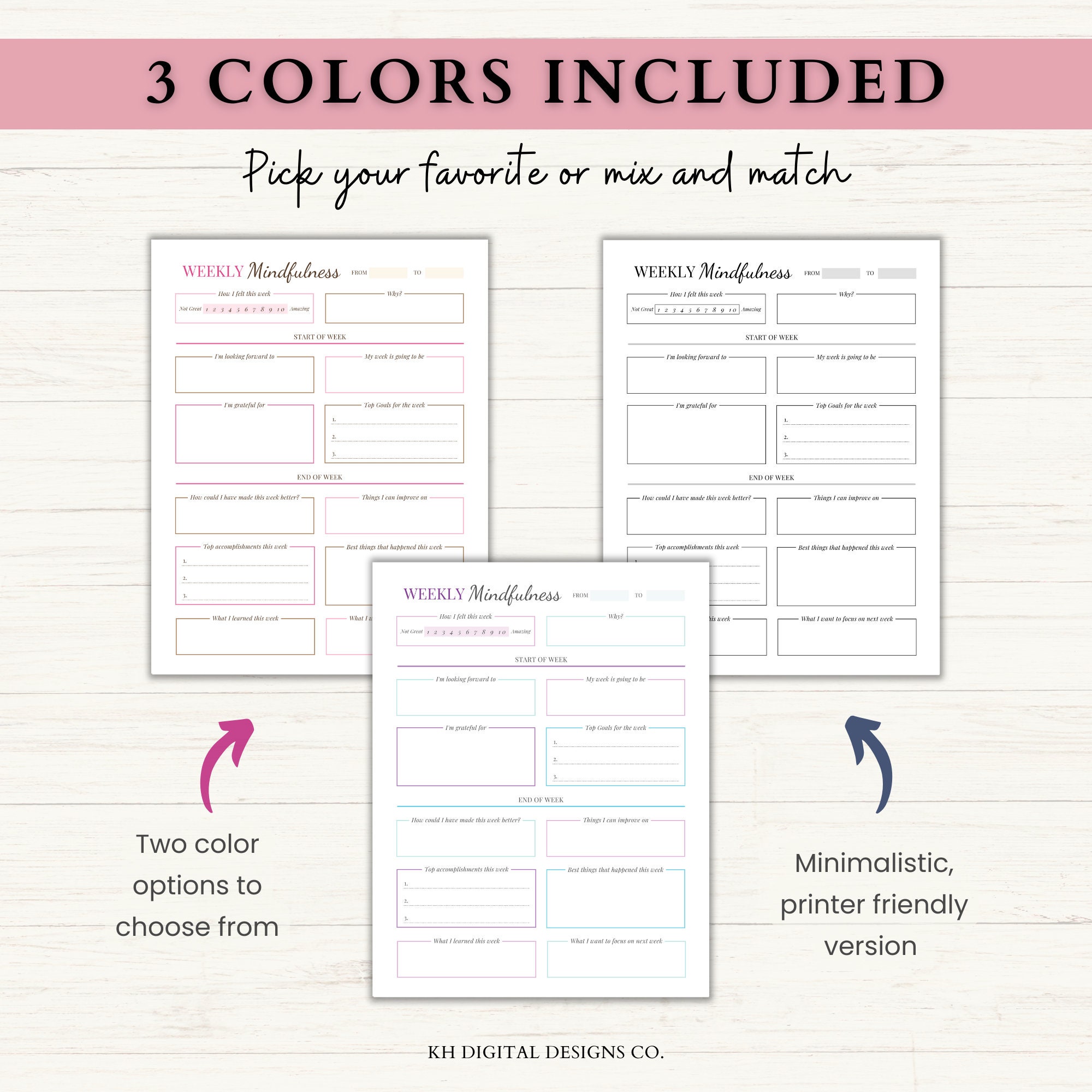 Weekly Mindfulness Journal Printable | Self Care Journal | Calm Mind ...