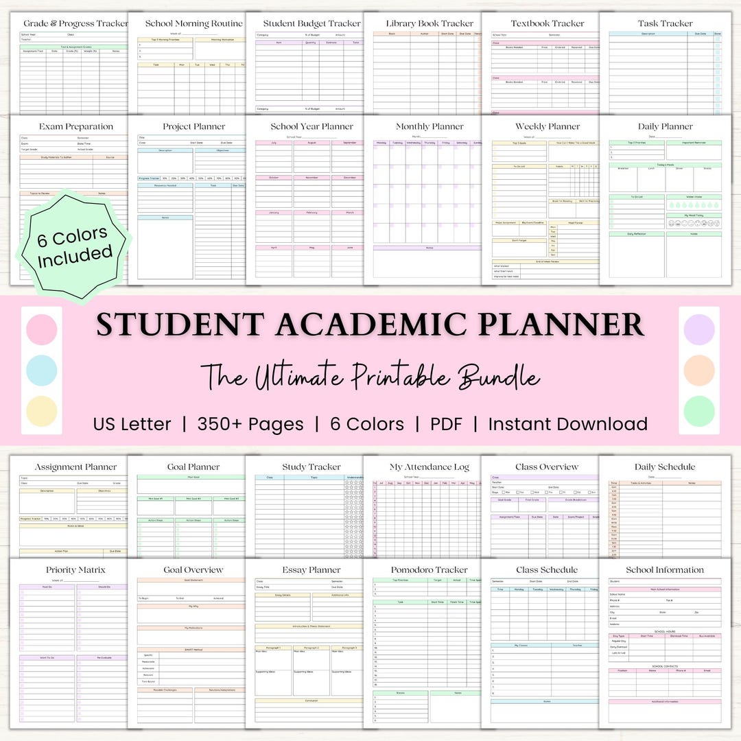 Student Academic Planner Printable | All-in-one High School Planner ...