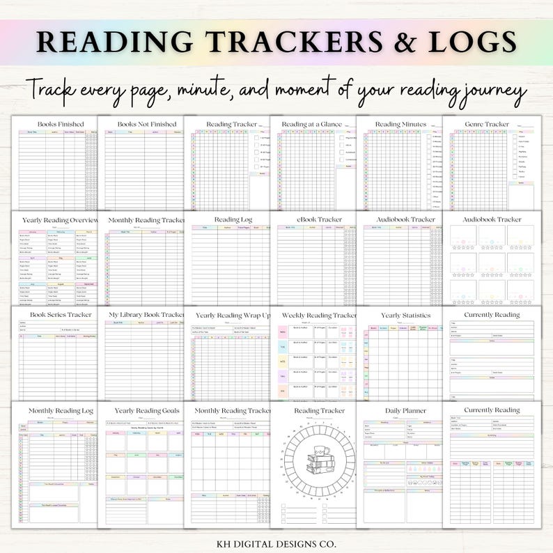 Reading Journal Printable | Book Reading Tracker | Book Shelf | Monthly ...