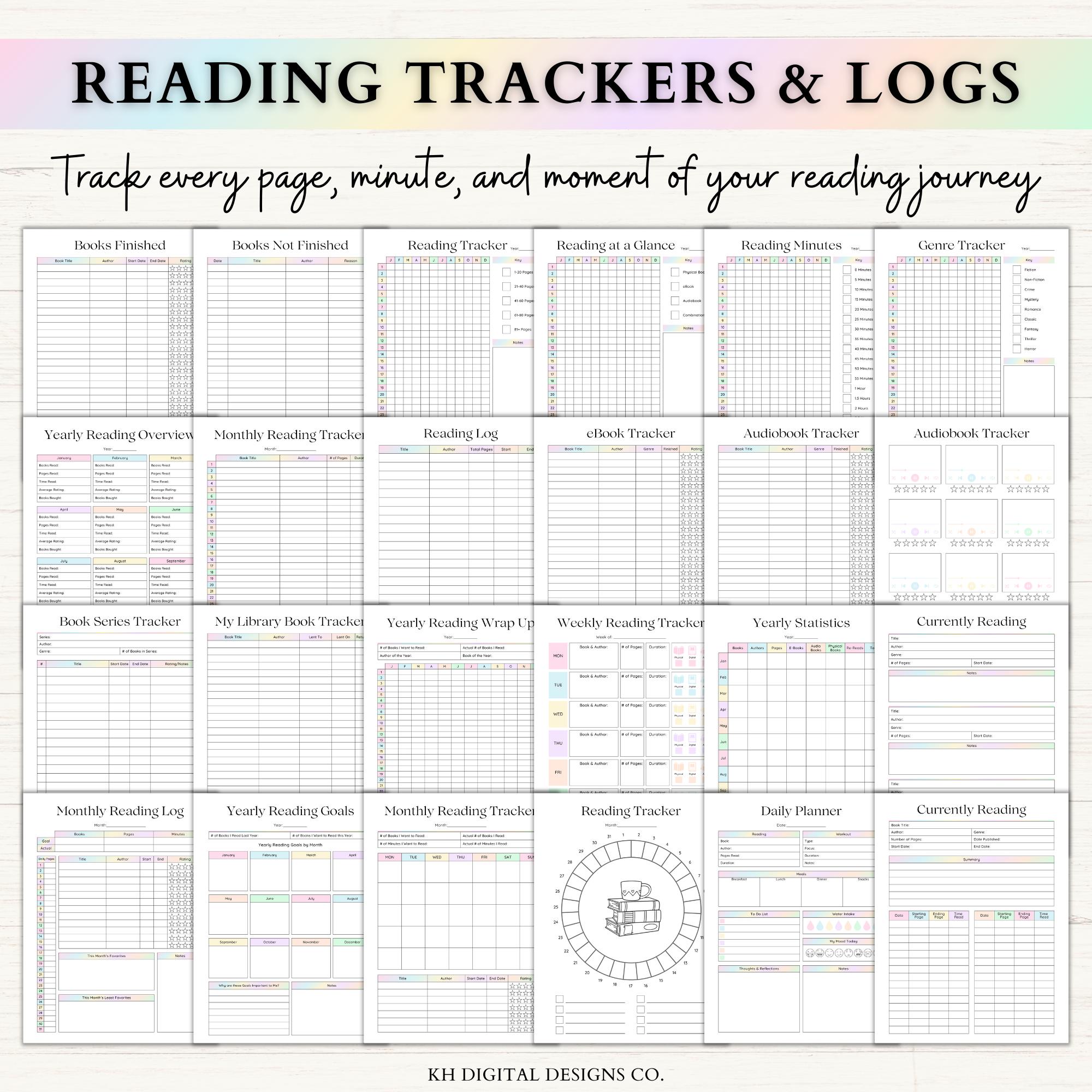 Reading Journal Printable | Book Reading Tracker | Book Shelf | Monthly ...