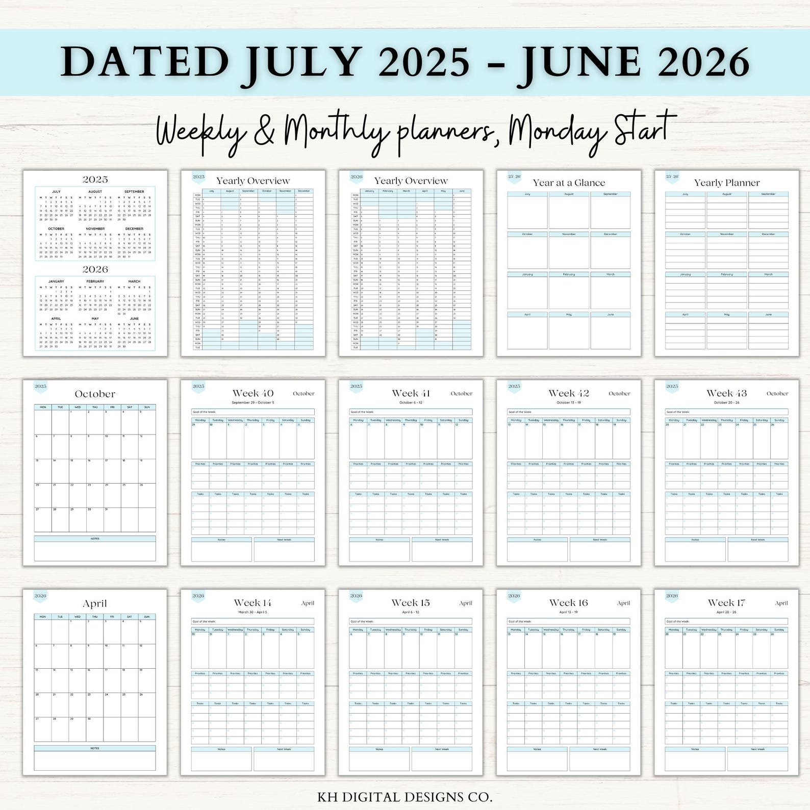 2025-2026 Academic Planner | Weekly Dated Planner | Academic Calendar ...