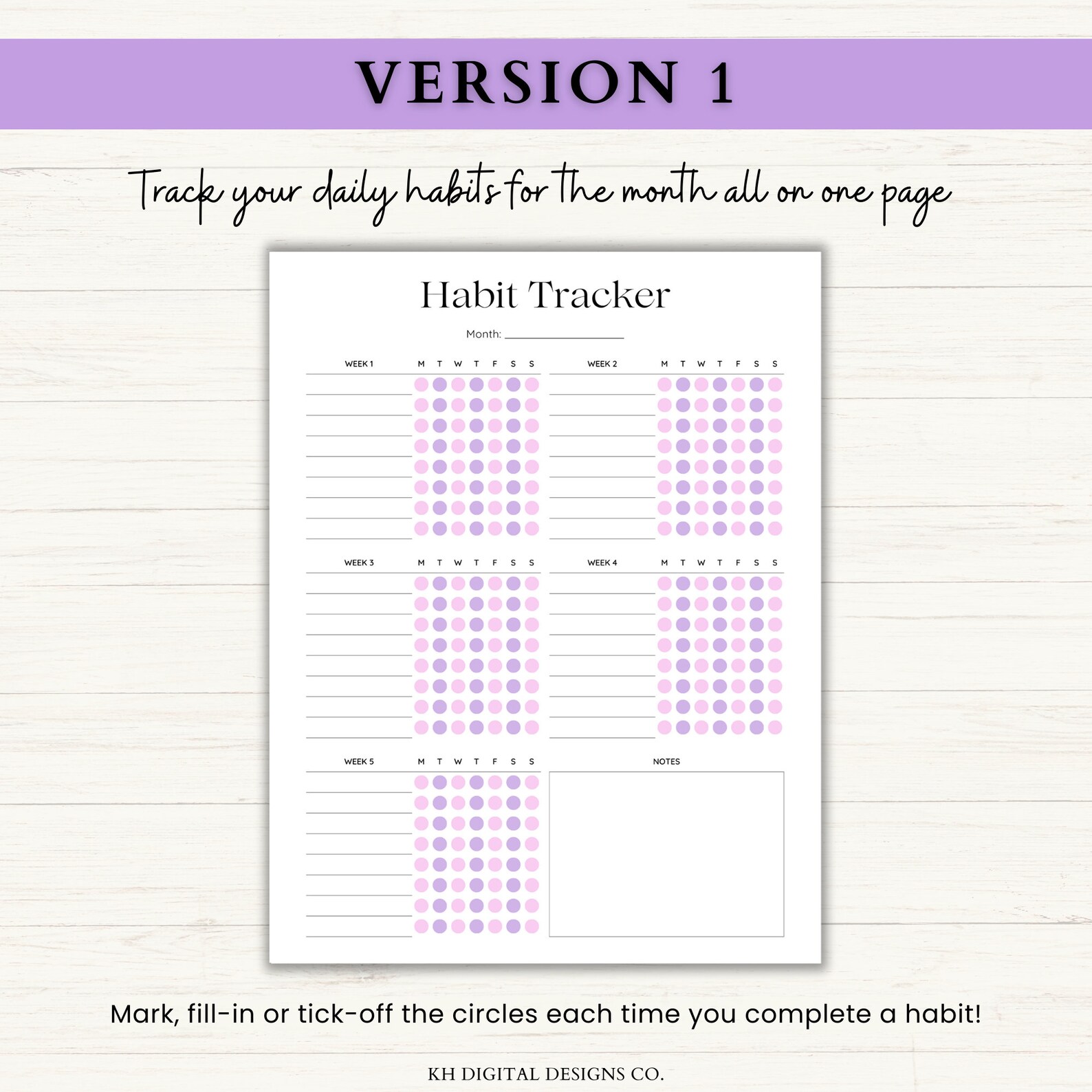 Monthly Habit Tracker Printable Insert | Editable Habit Tracker ...