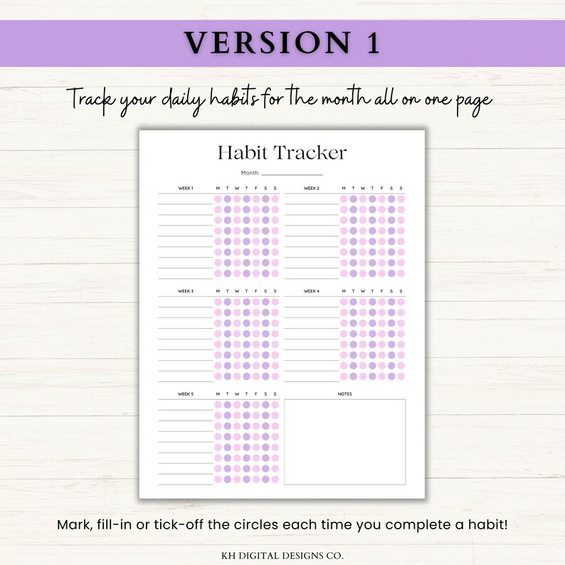 Monthly Habit Tracker Printable Insert | Editable Habit Tracker ...