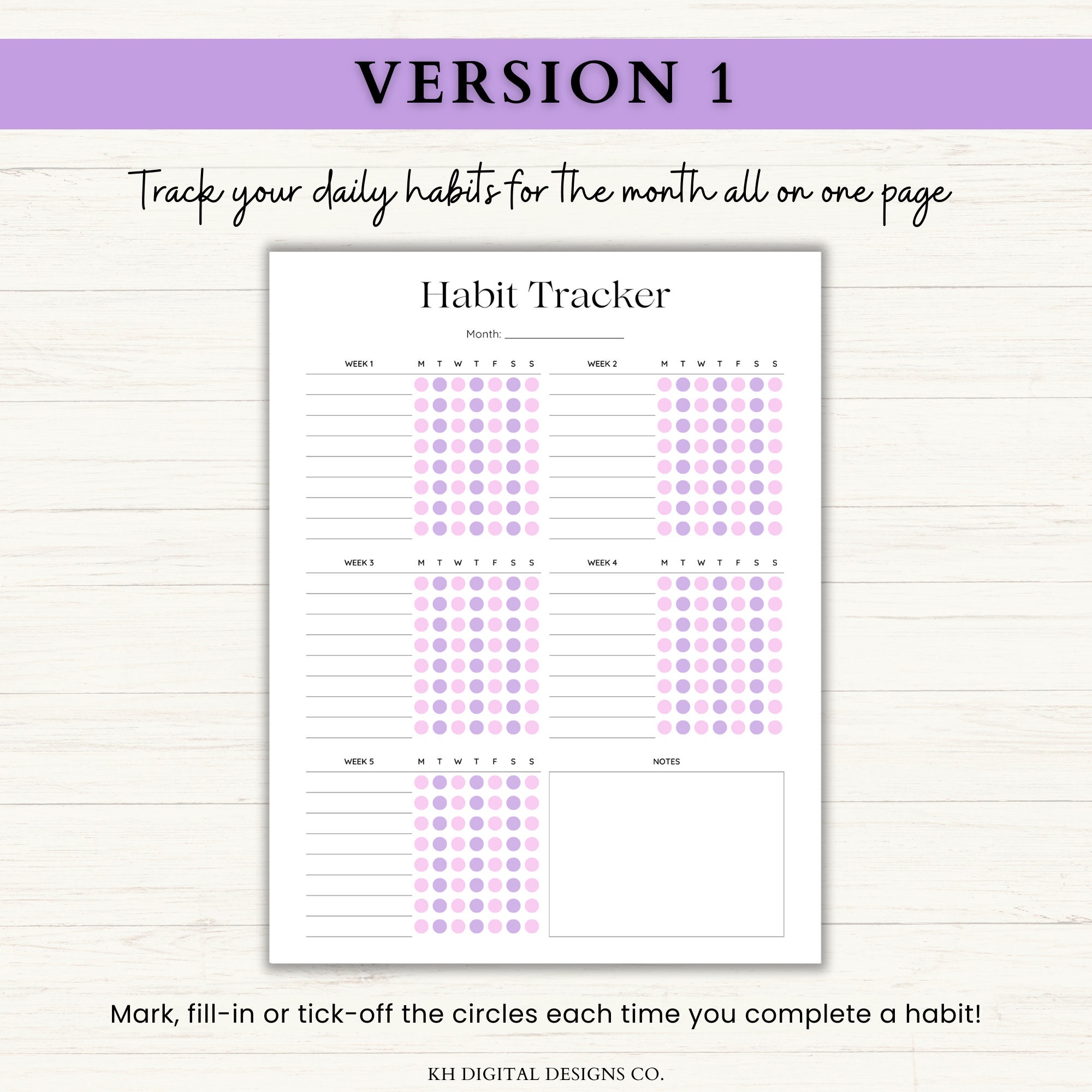 Monthly Habit Tracker Printable Insert | Editable Habit Tracker ...