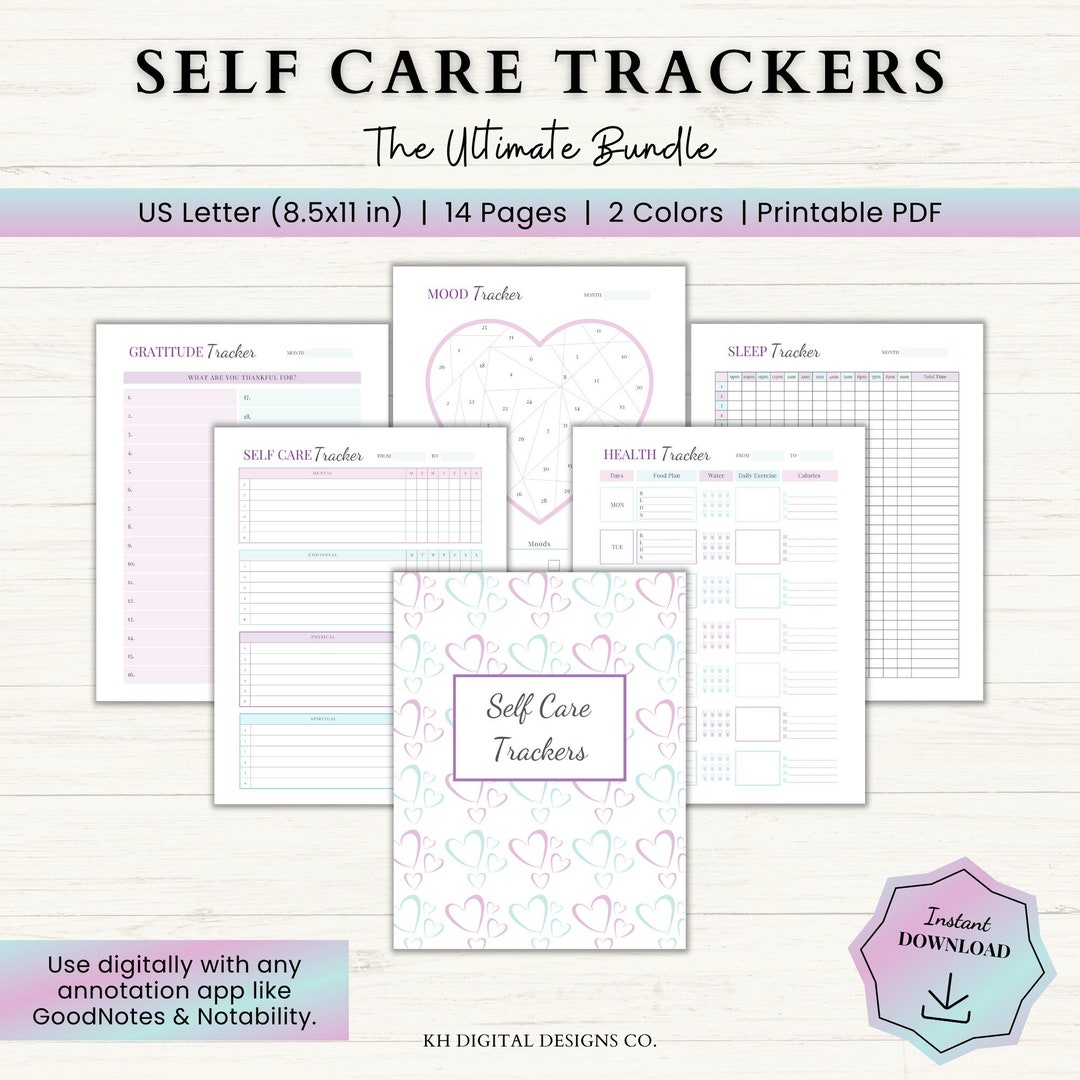 Self Care Tracker Bundle | Monthly Habit Tracker Printable | Weekly ...
