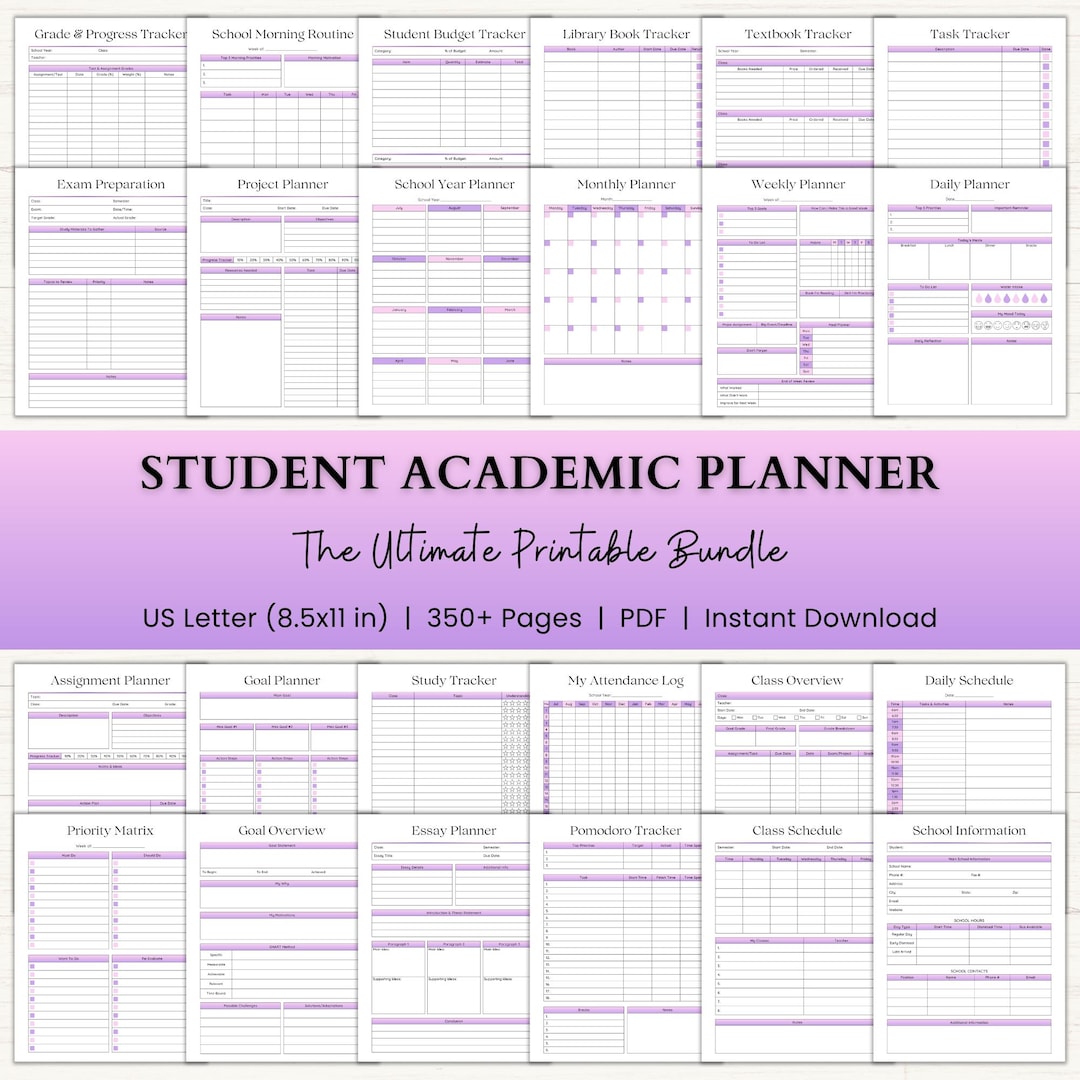 Student Academic Planner Printable | Homeschool Student Planner | Study ...