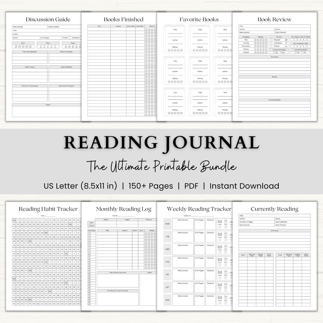 Reading Journal Printable | Book Tracker, Reading Log & Challenges ...