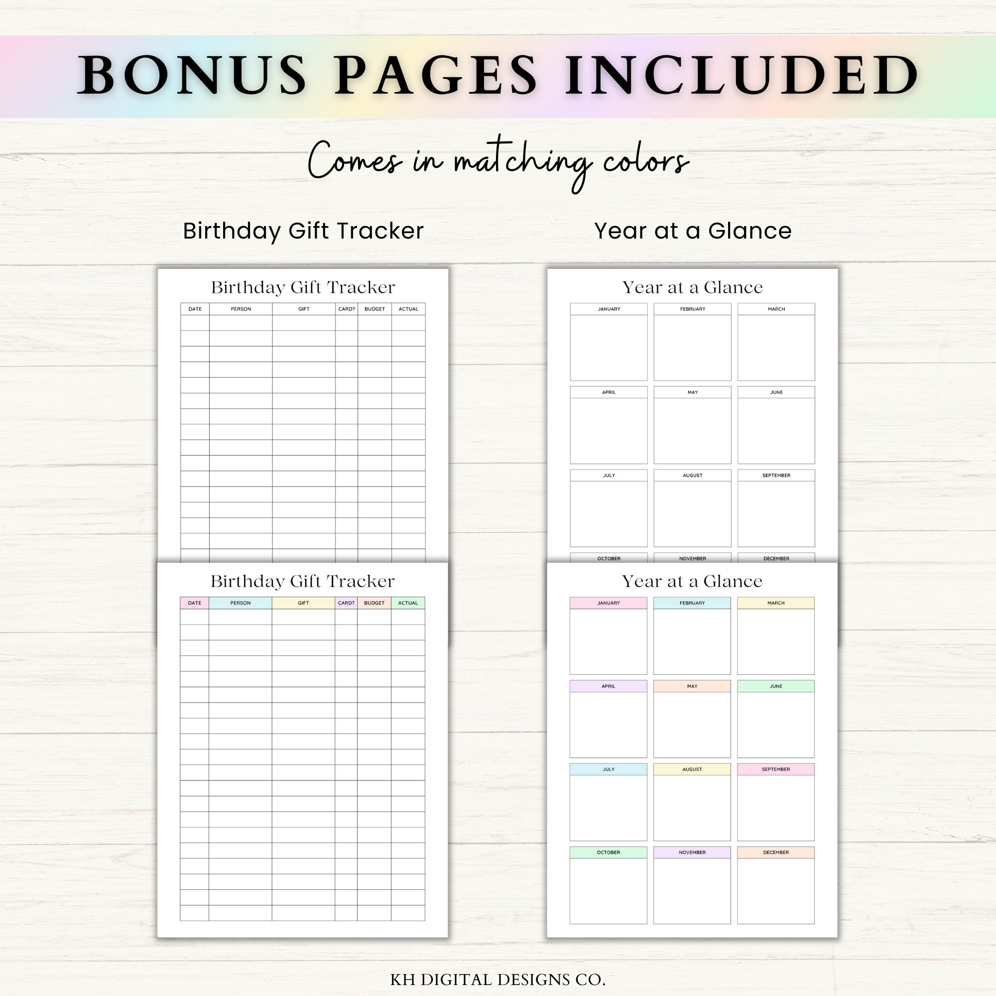 Birthday Tracker Printable Template | Editable Birthday Calendar ...