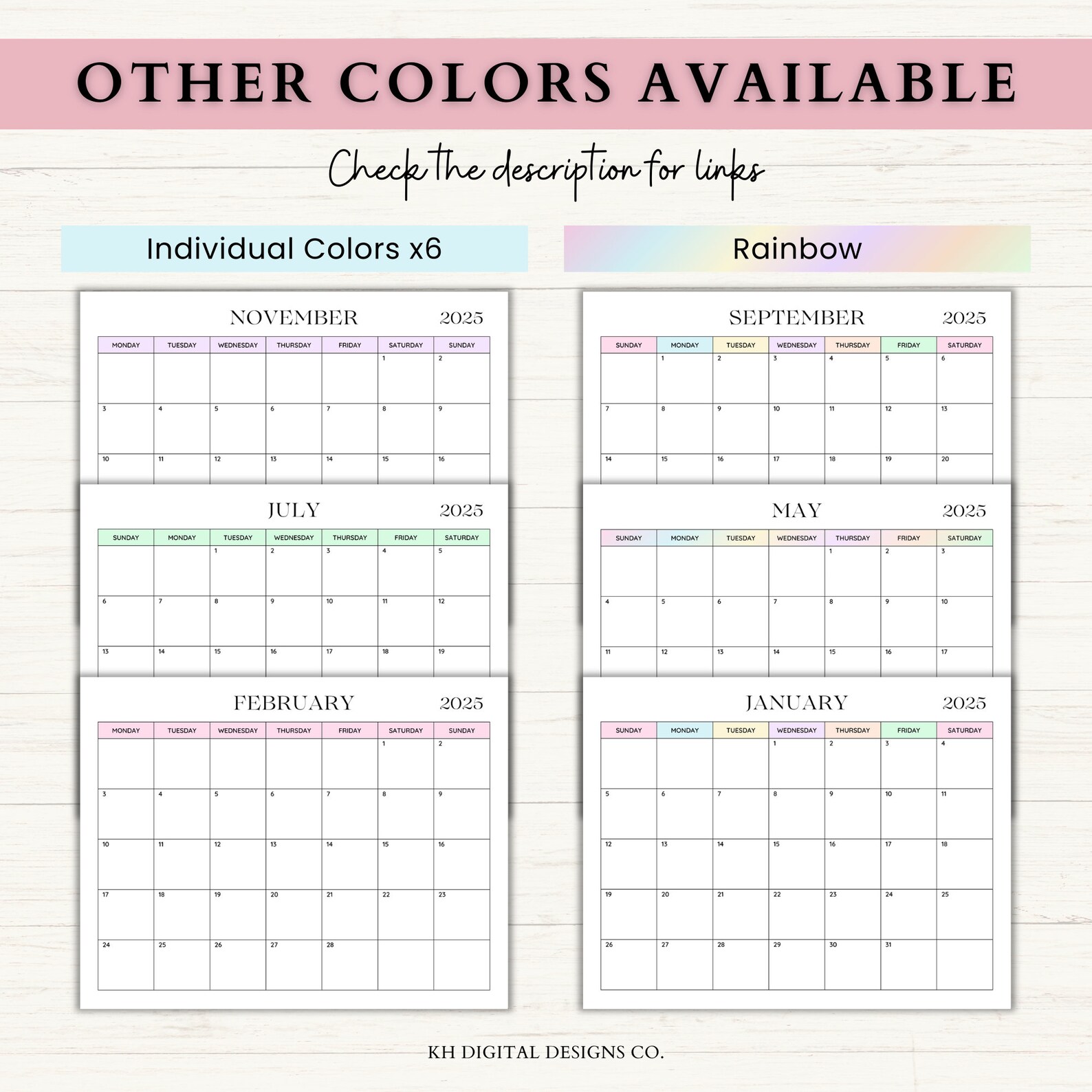Editable 2025 Monthly Calendar | One Page Monthly Planner | Dated 12 ...
