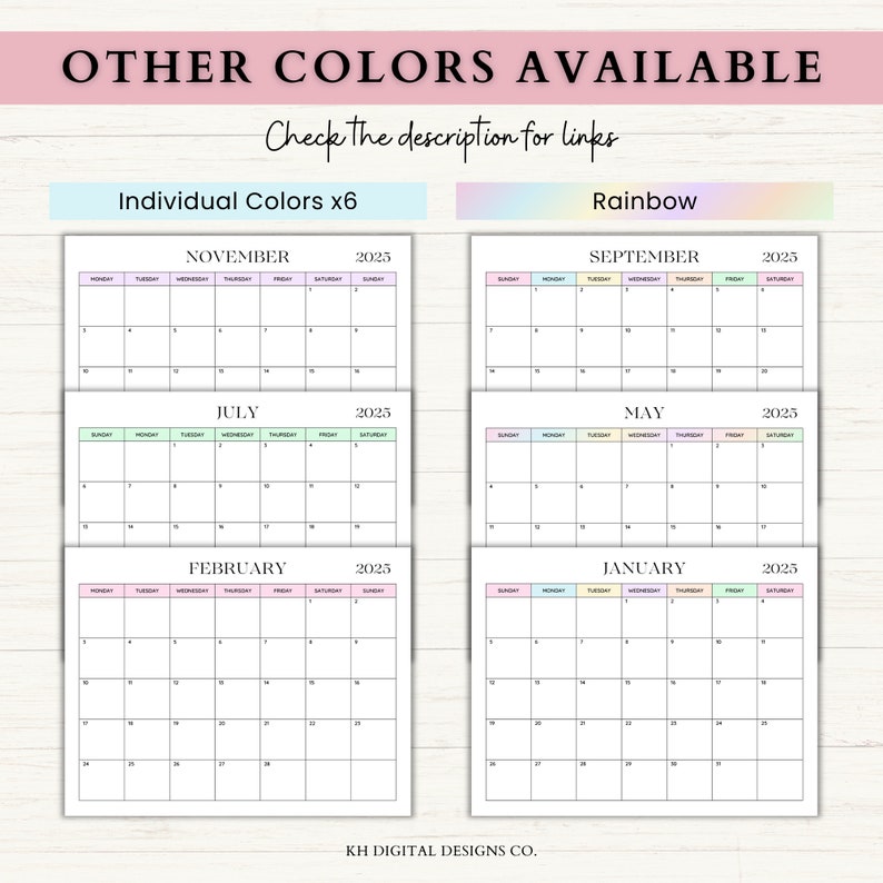 Editable 2025 Monthly Calendar | One Page Monthly Planner | Dated 12 ...