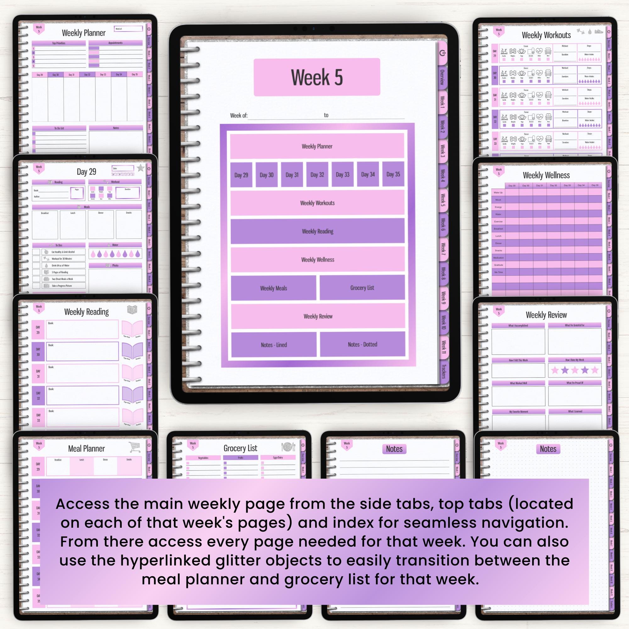 75 Soft Challenge Hyperlinked Planner | Weight Loss Tracker | 75 Soft Digital Checklist ...