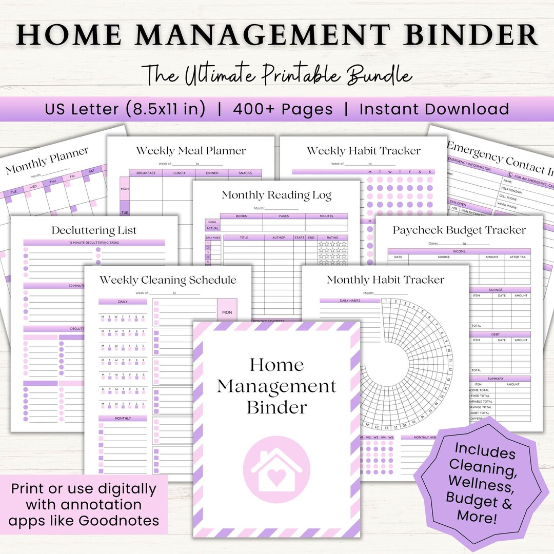 Home Management Binder Printable Cleaning Schedule Family Chore Chart ...