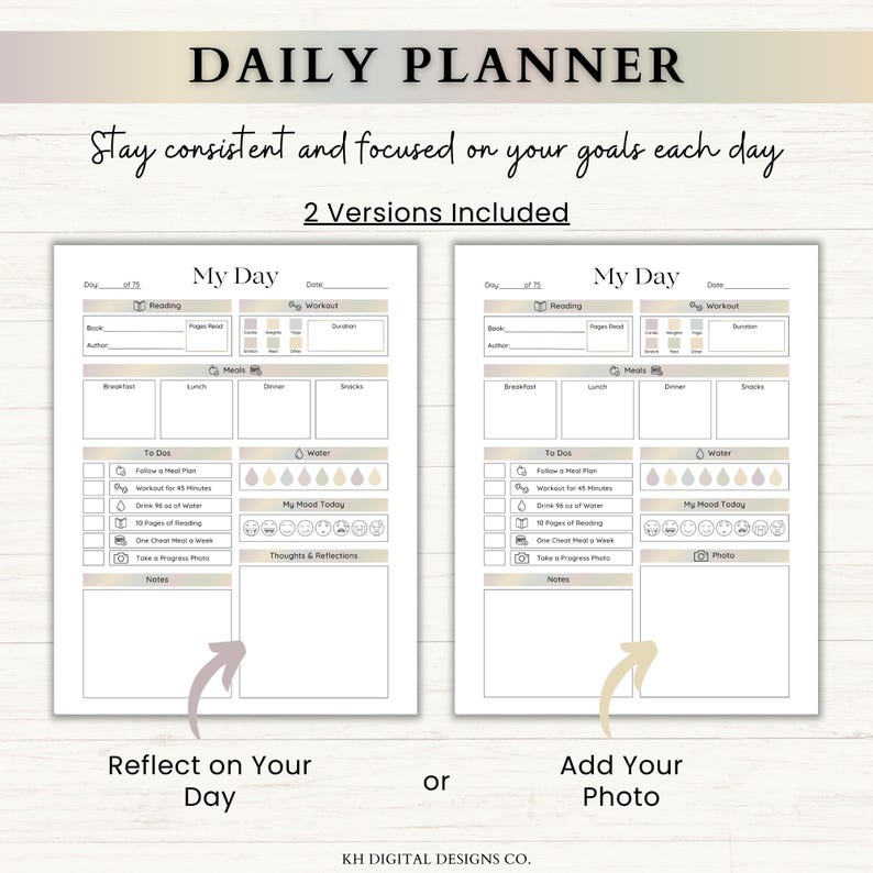 75 Medium Challenge Printable Planner | 75 Day Tracker Template ...