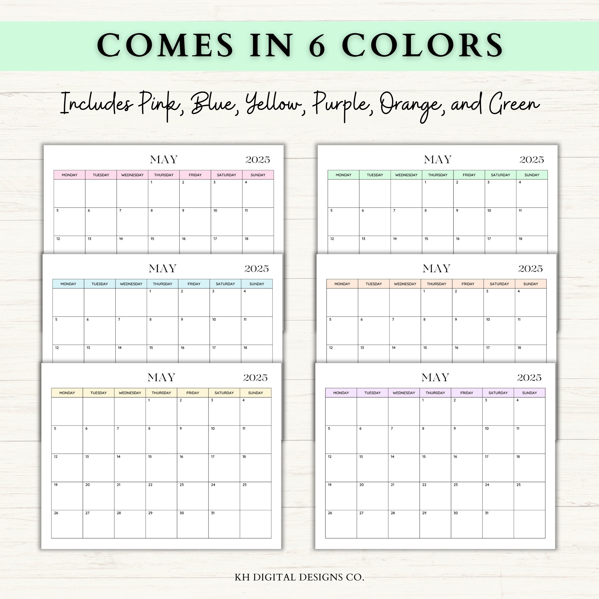 Editable 2025 Monthly Calendar | One Page Monthly Planner | Dated 12 ...