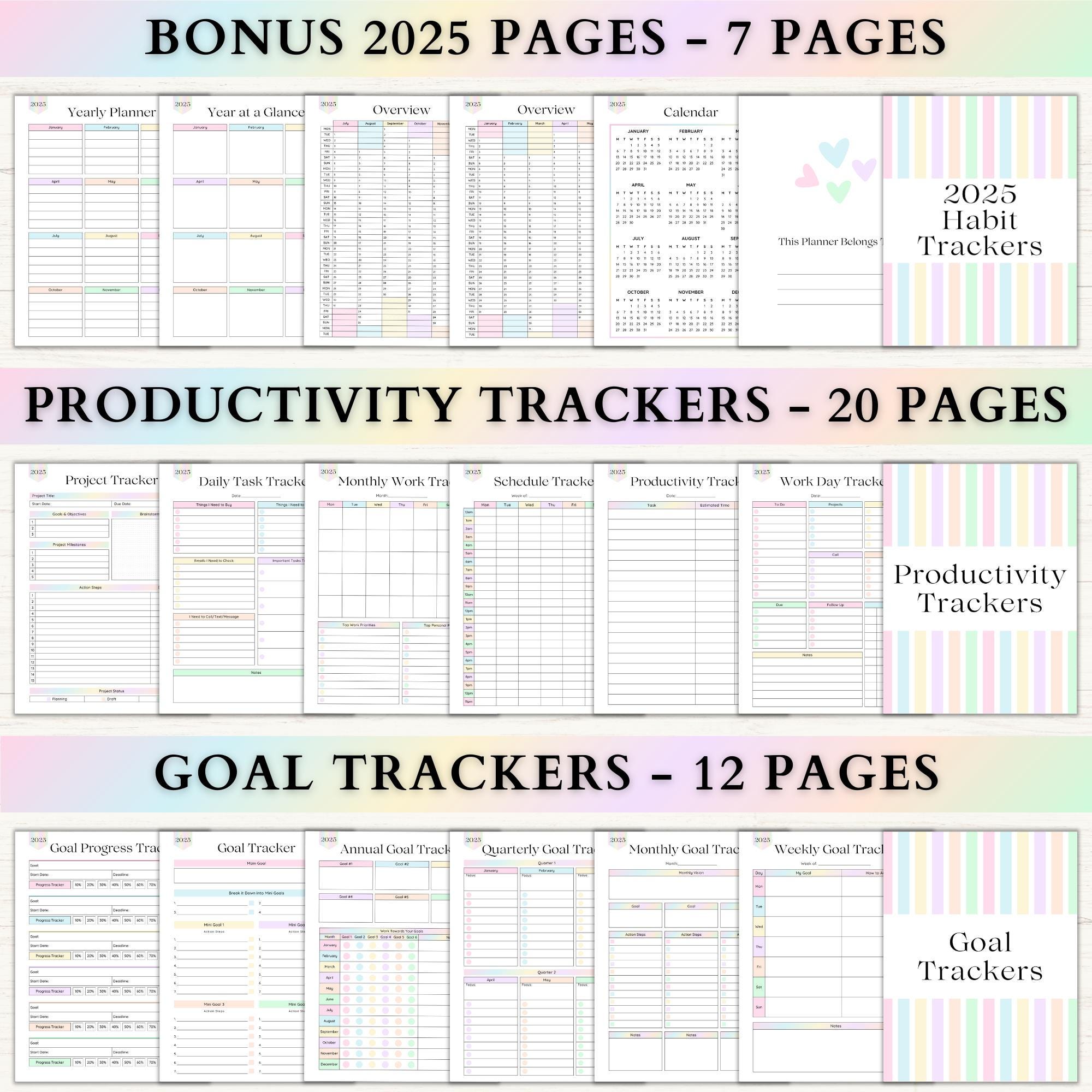 2025 Habit Tracker Bundle Printable Adhd Mood Tracker Reading, Workout ...