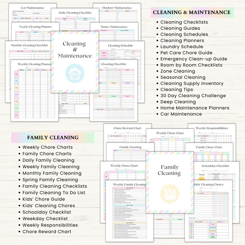 Home Management Planner Printable Life Binder Cleaning Schedule ...