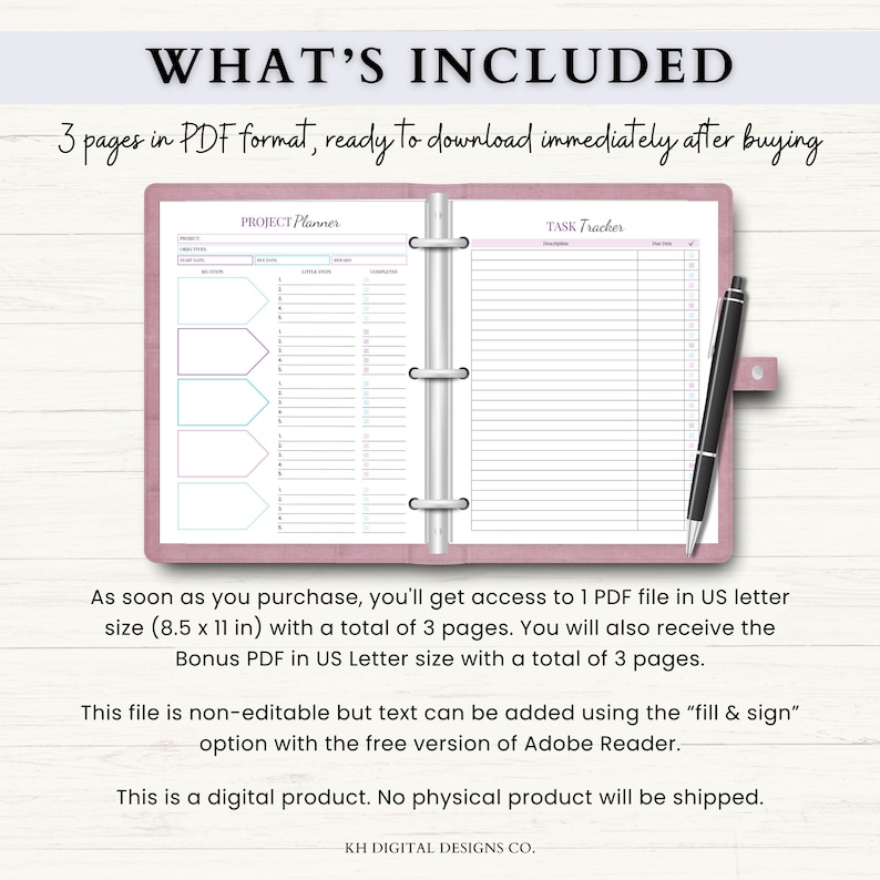 Project Planner Printable | Project Timeline Tracker | Productivity ...