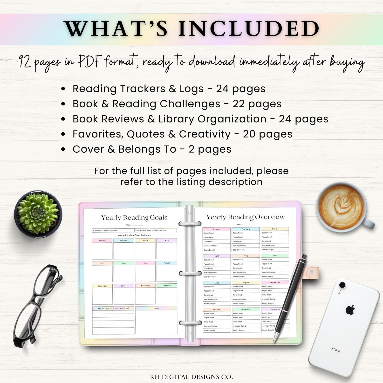 Reading Journal Printable | Book Reading Tracker | Book Shelf | Monthly ...