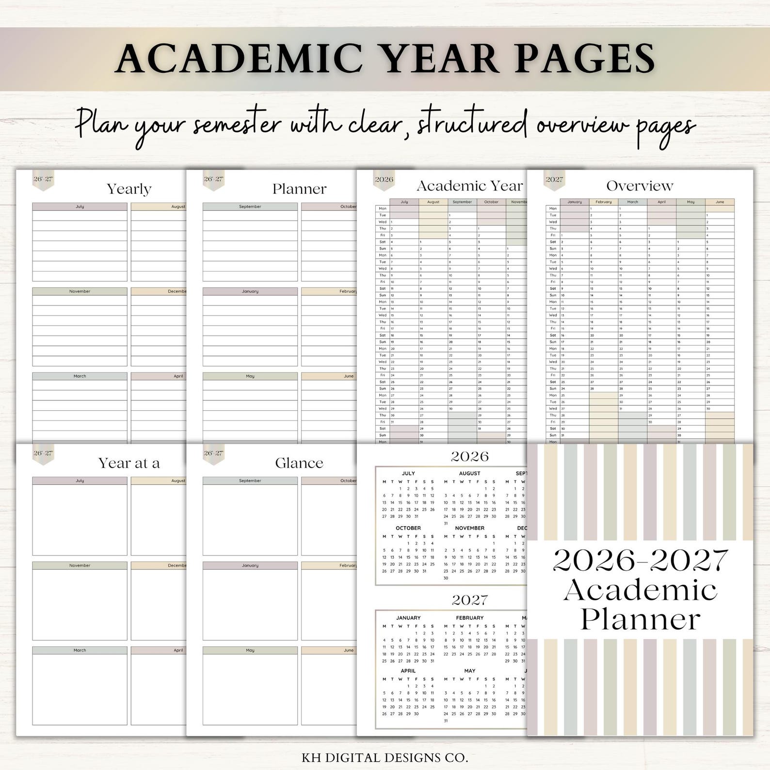 2026-2027 Academic Planner Printable | Dated 2-page Weekly & Monthly ...