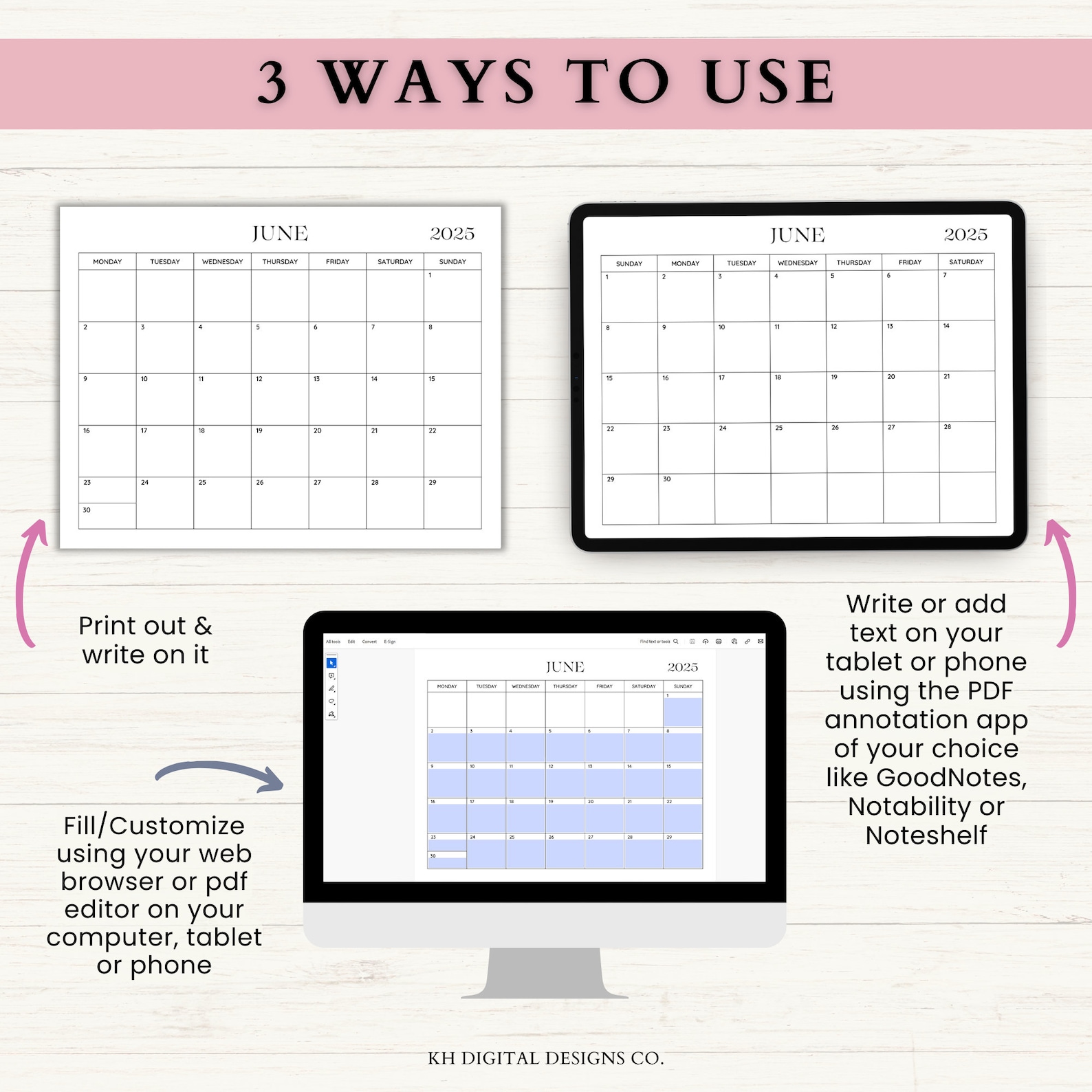 Editable 2025 Monthly Calendar | One Page Monthly Planner | Dated 12 ...